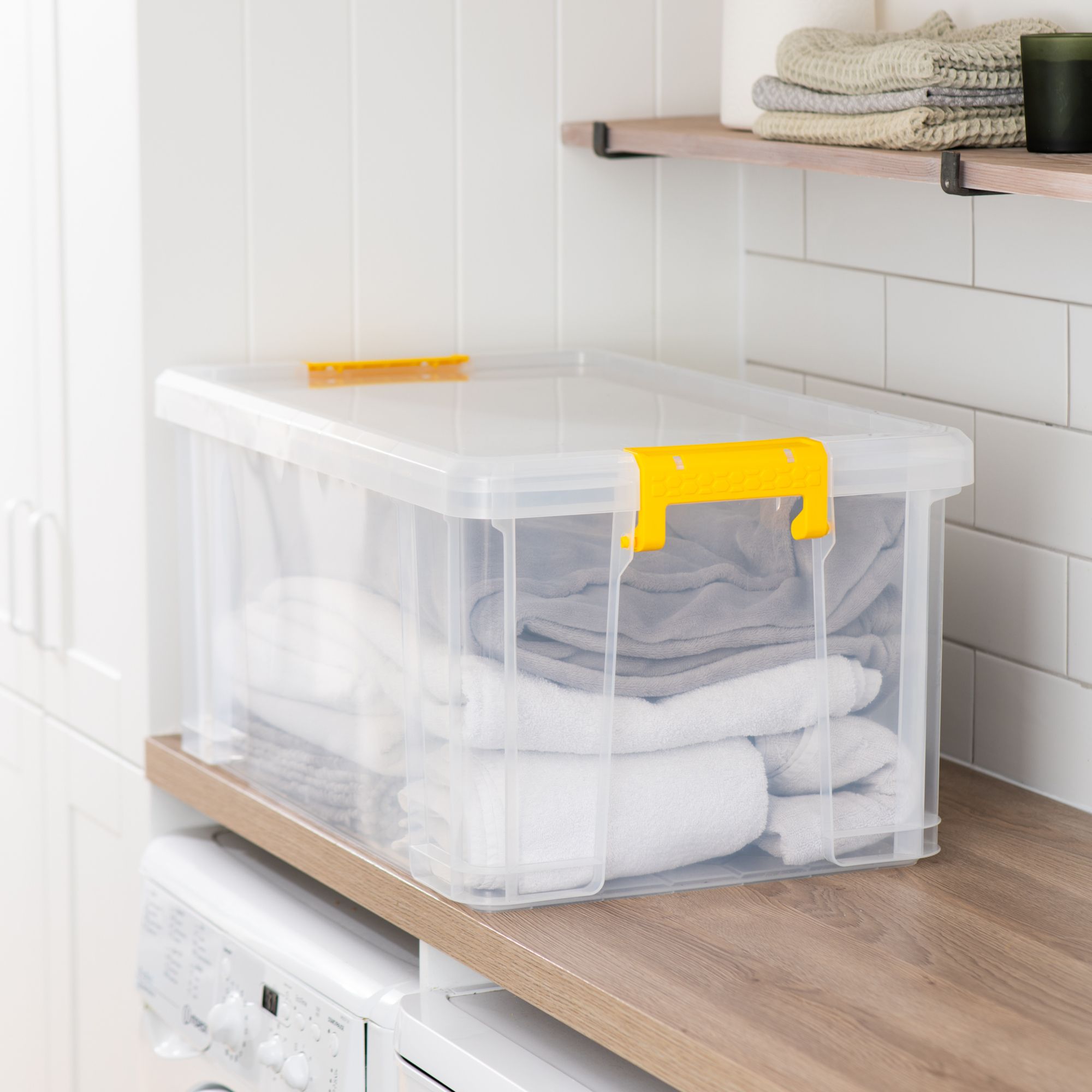 Strata Stackmaster 70L Large Plastic Stackable Storage box with Lid