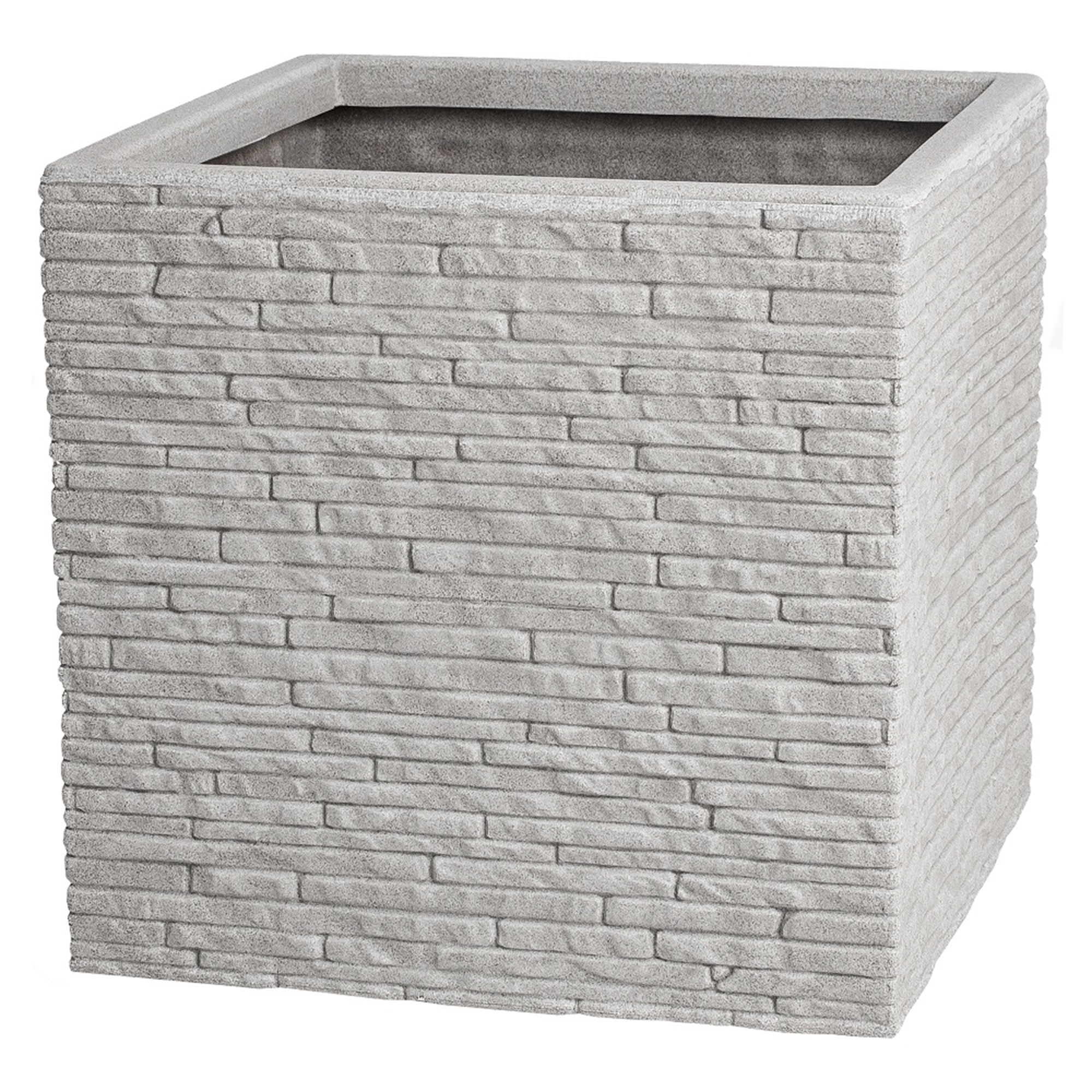 Strata Stone Plastic Slate Effect Square Planter (H)30cm (W)32cm (D)32cm