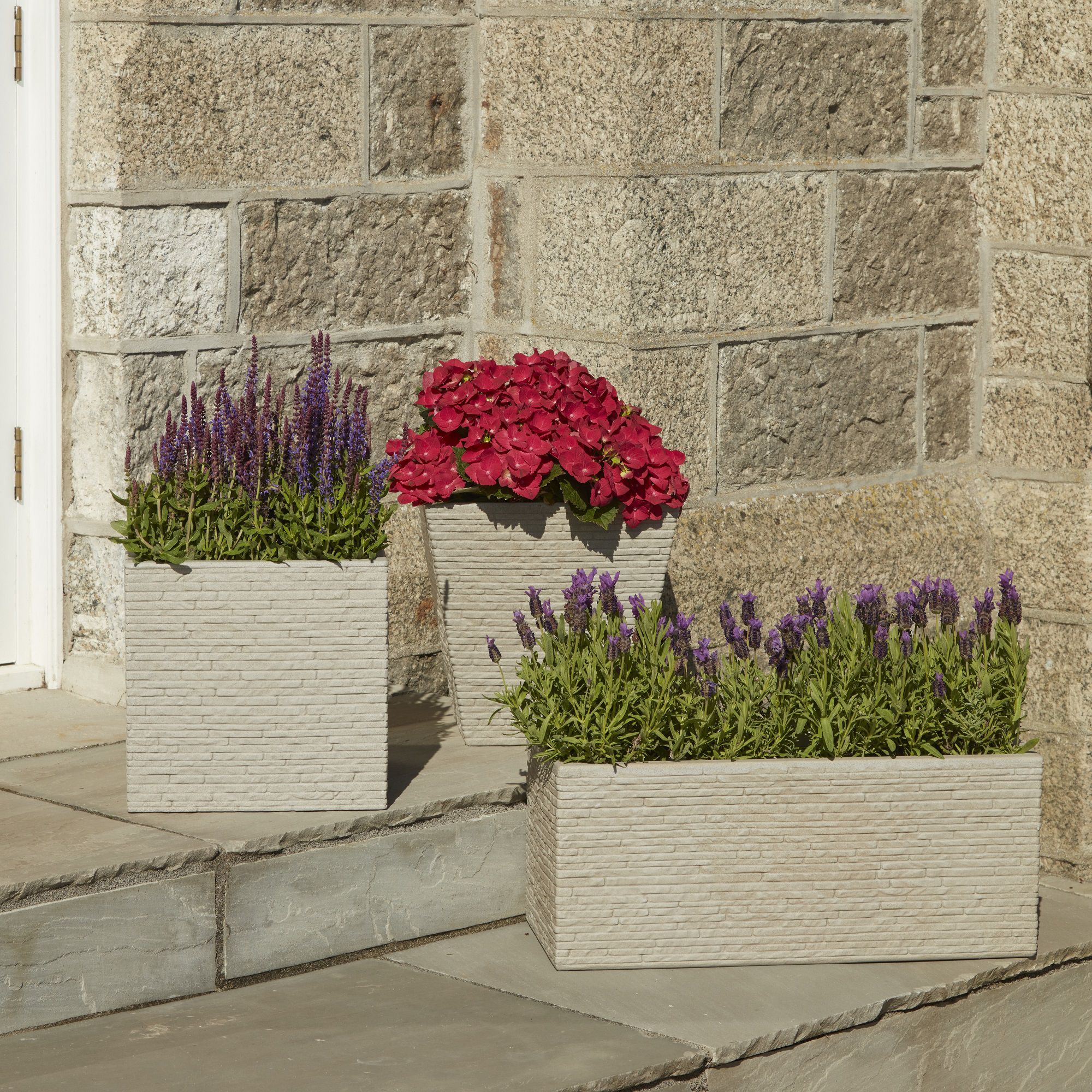 Strata Stone Plastic Slate Effect Square Planter (H)30cm (W)32cm (D)32cm