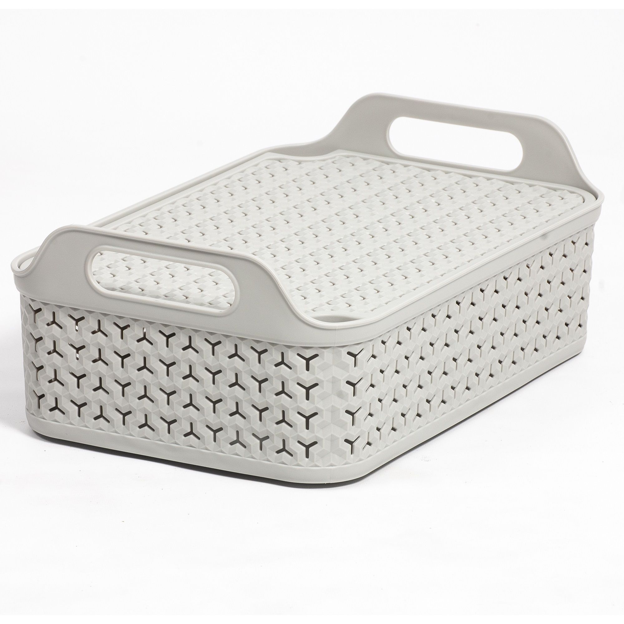 Strata Urban Grey Plastic Stackable Storage basket & Lid (H)15cm (W ...