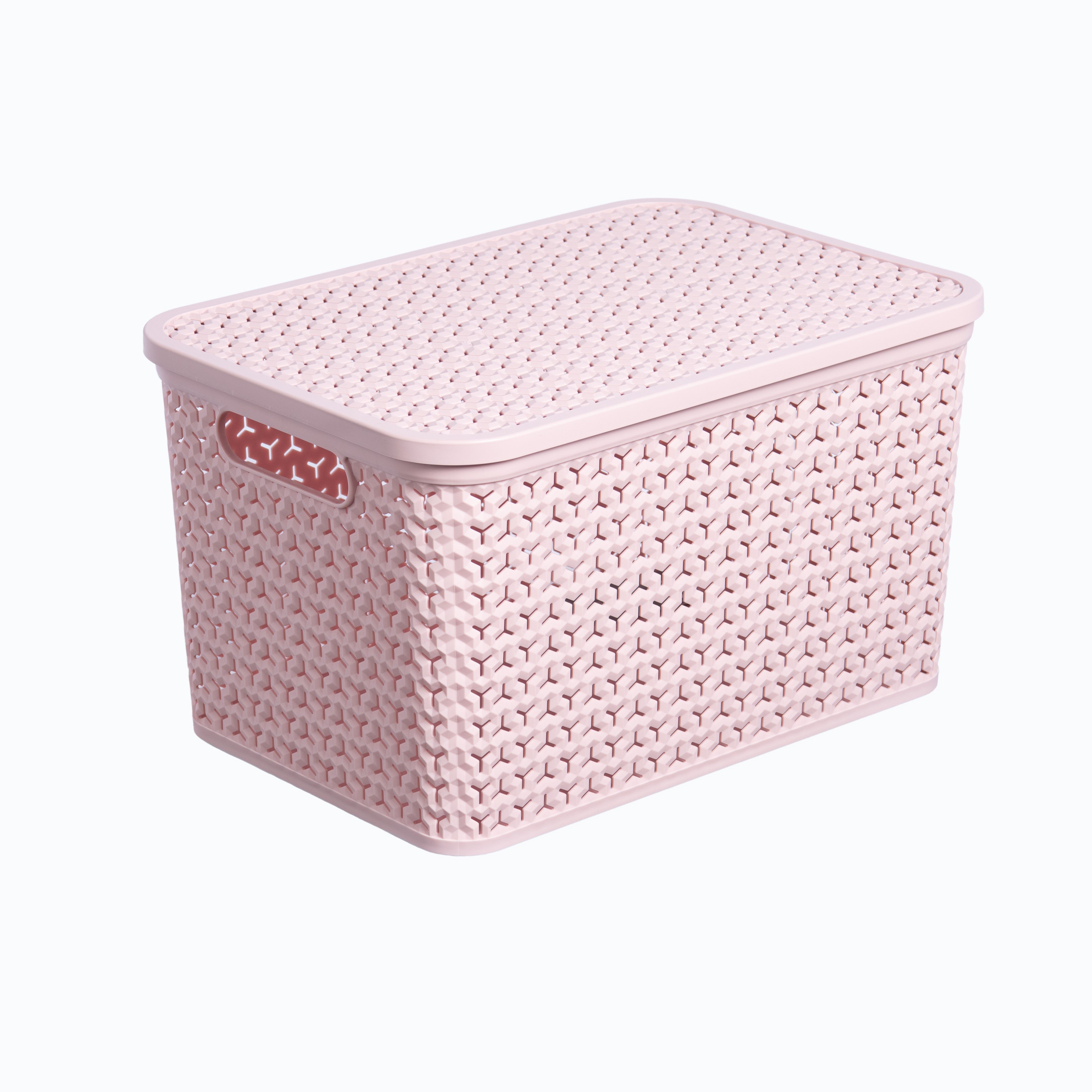 Strata Urban Matt blush Plastic Large Stackable Storage basket & Lid (H ...