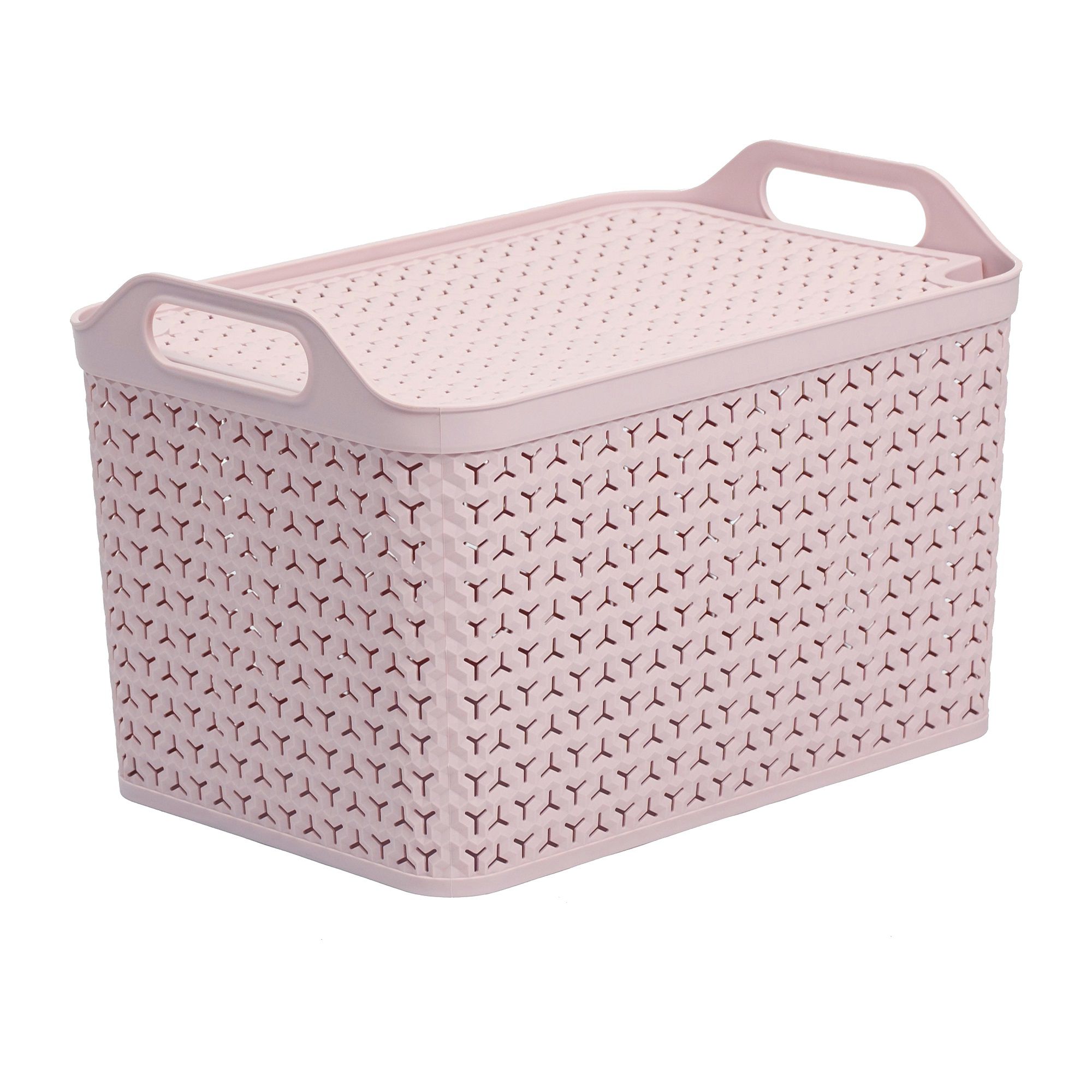 Strata Urban Pink Plastic Large Stackable Storage basket & Lid (H)29cm ...