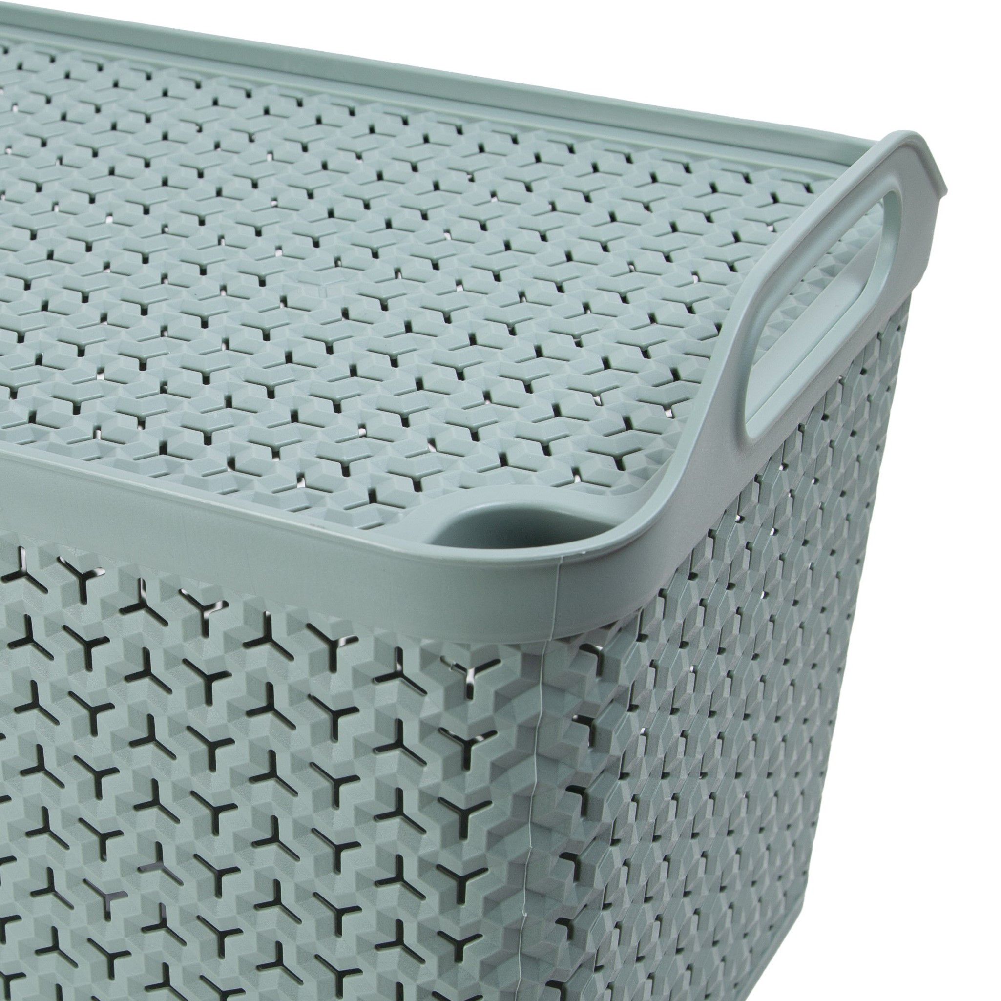 Strata Urban Sage green Plastic Medium Stackable Storage basket & Lid ...