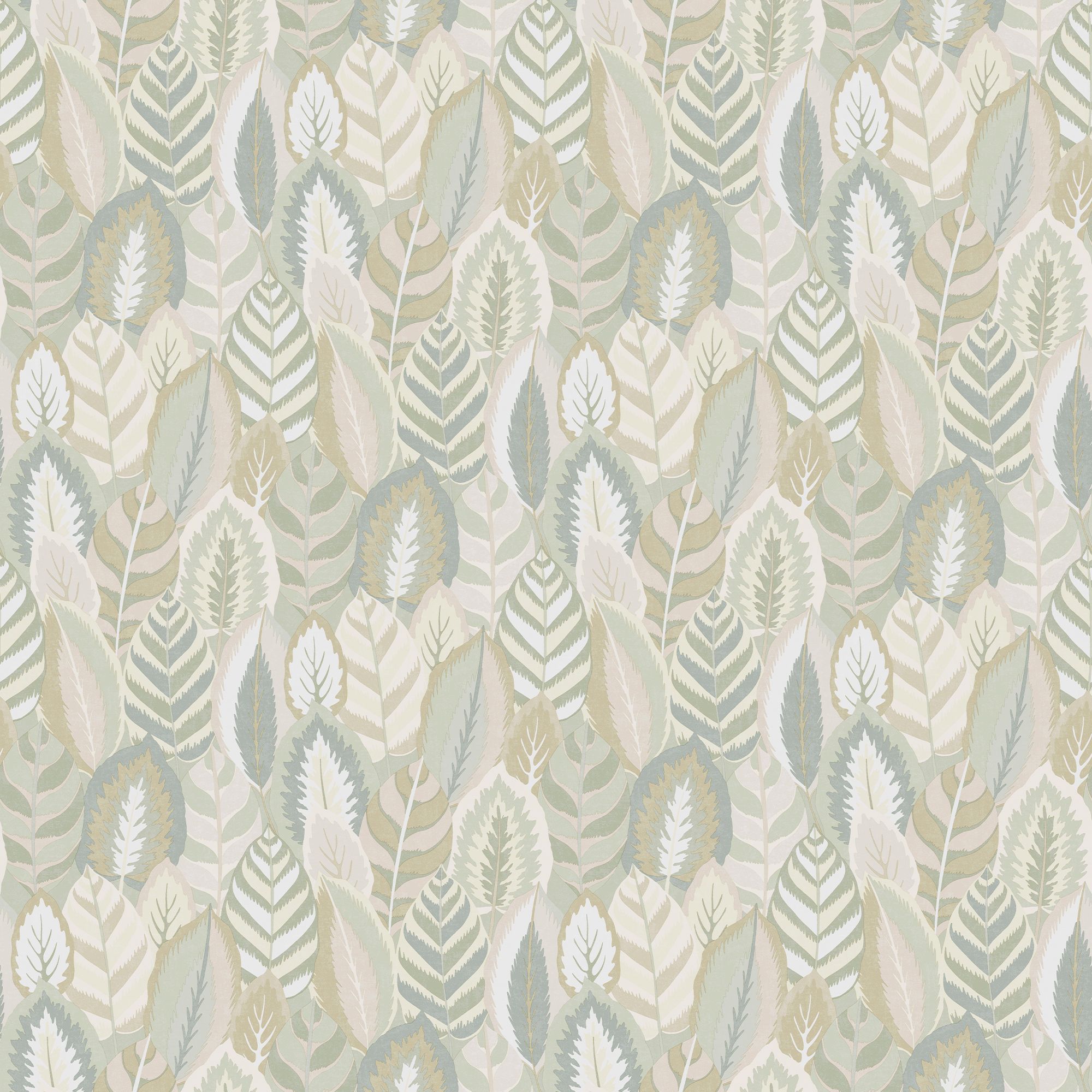 Sublime Patterned Sage Arty Leaves Embossed Wallpaper