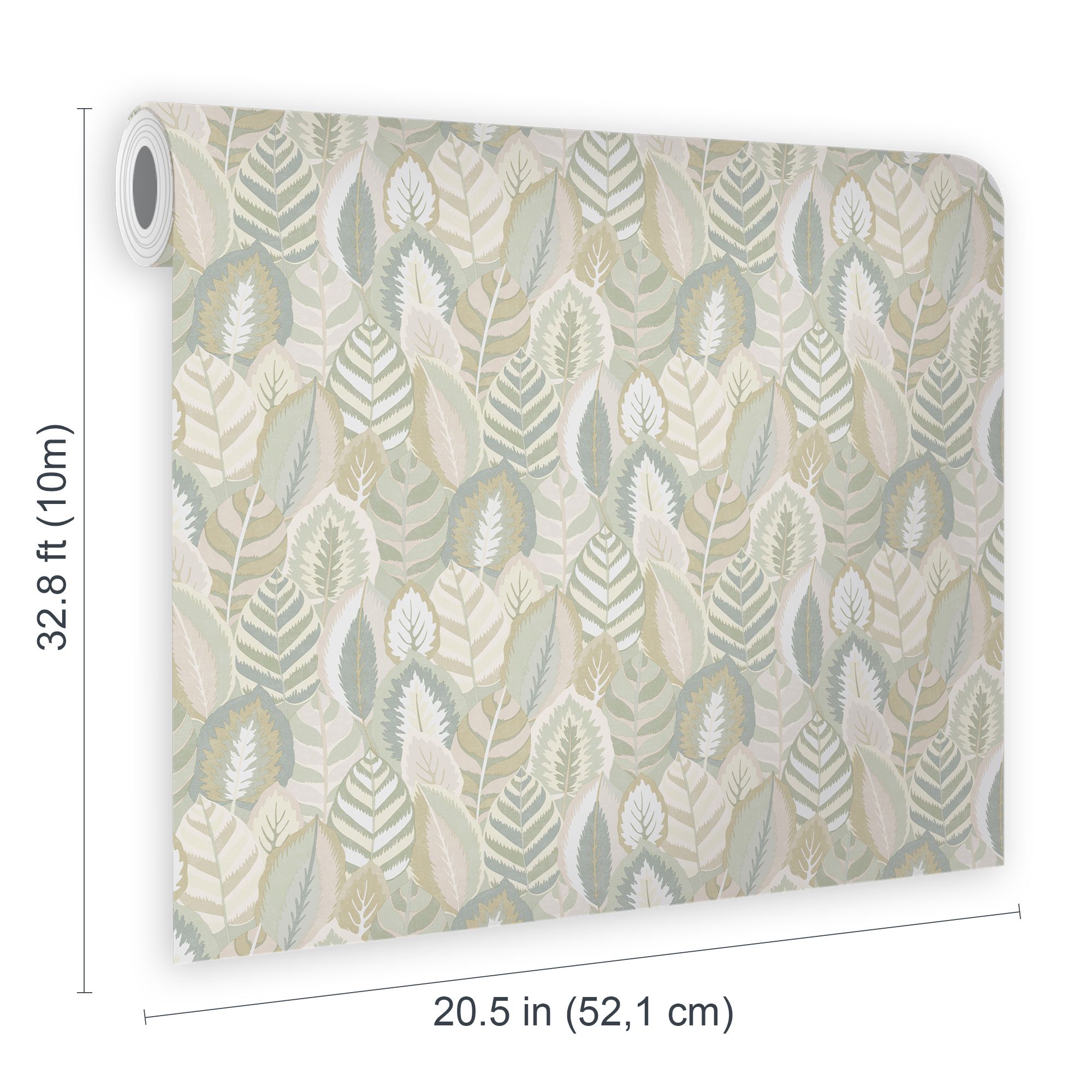Sublime Patterned Sage Arty Leaves Embossed Wallpaper