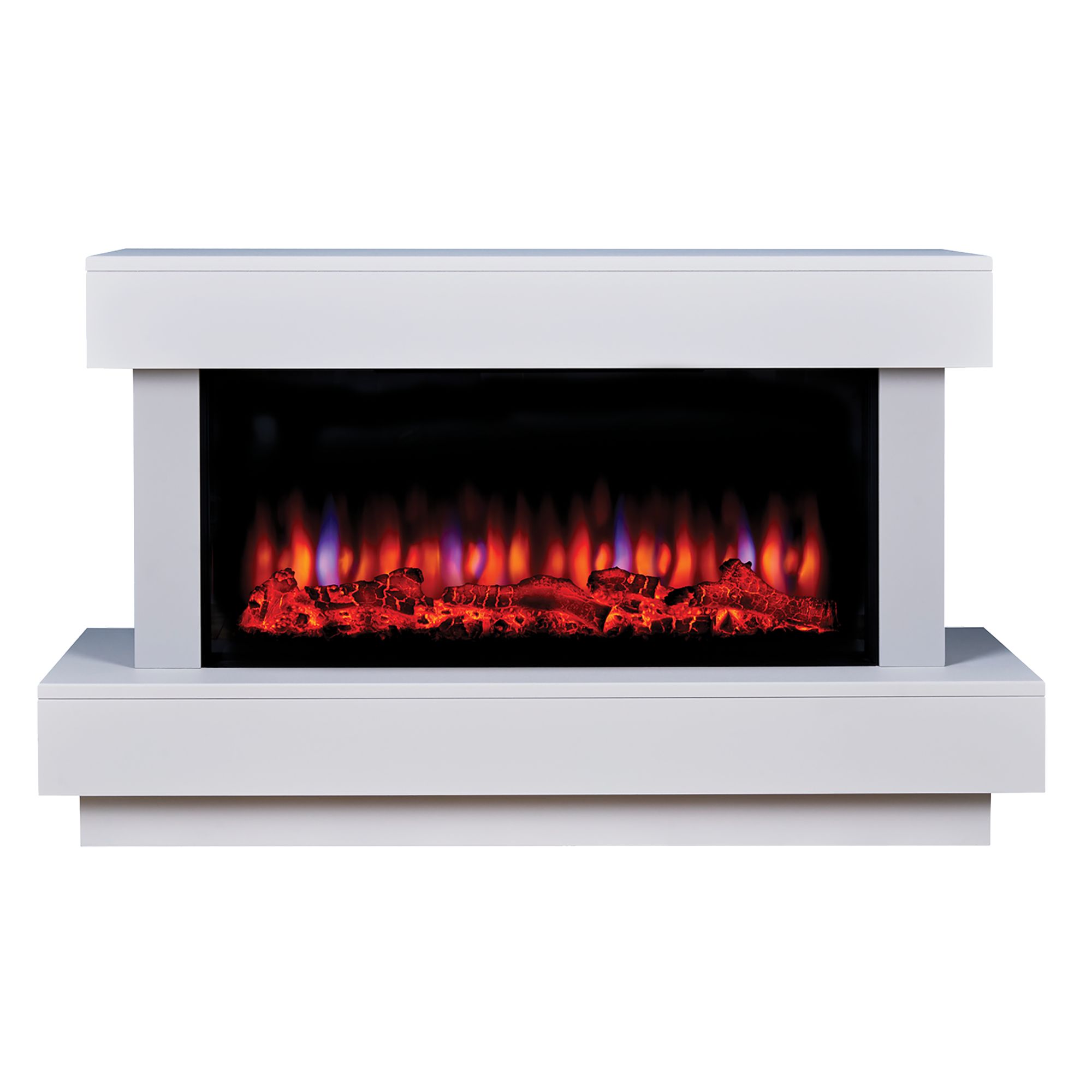 Suncrest Bourne White MDF & stainless steel Freestanding Electric fire ...