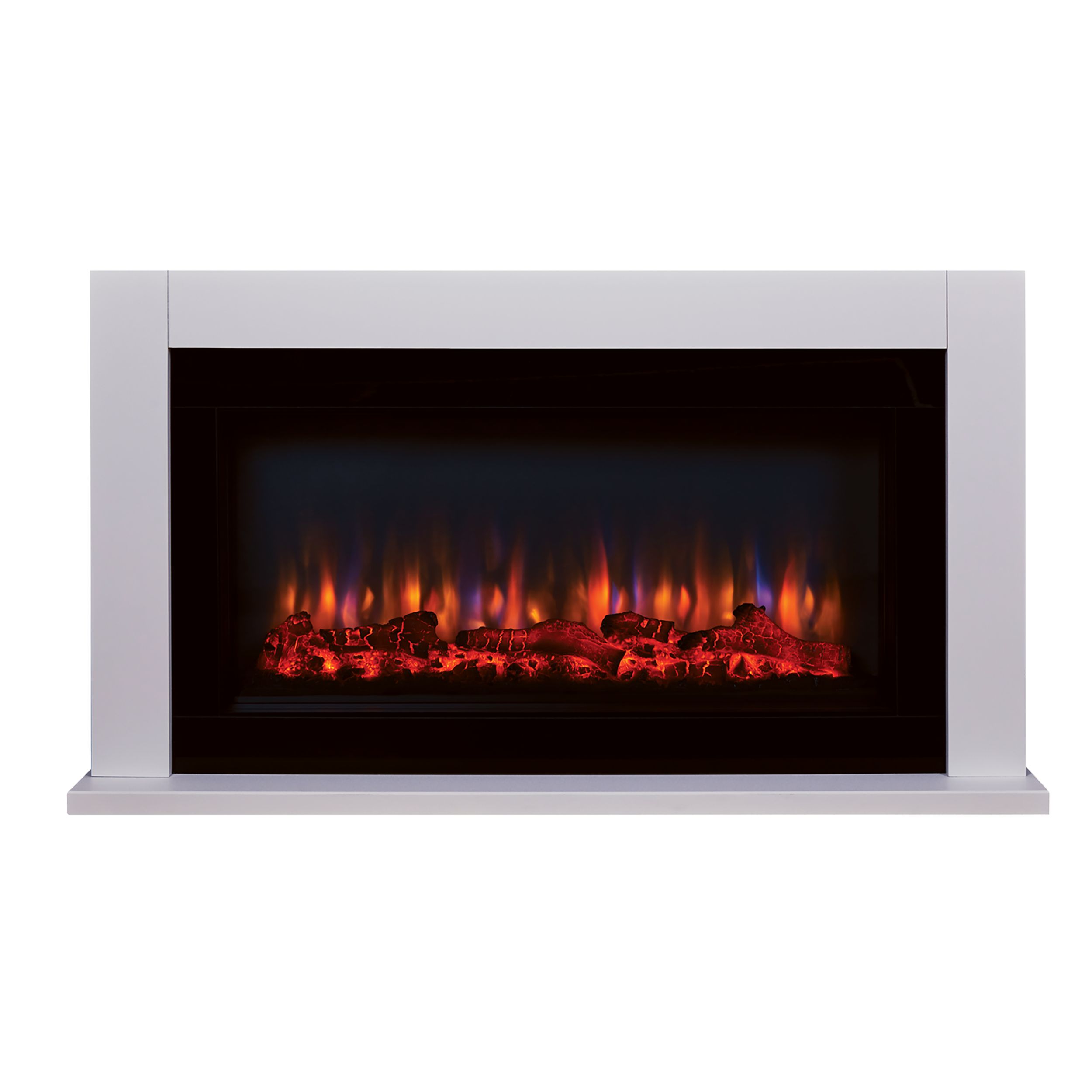 Suncrest Lumley White MDF & stainless steel Freestanding Electric fire ...