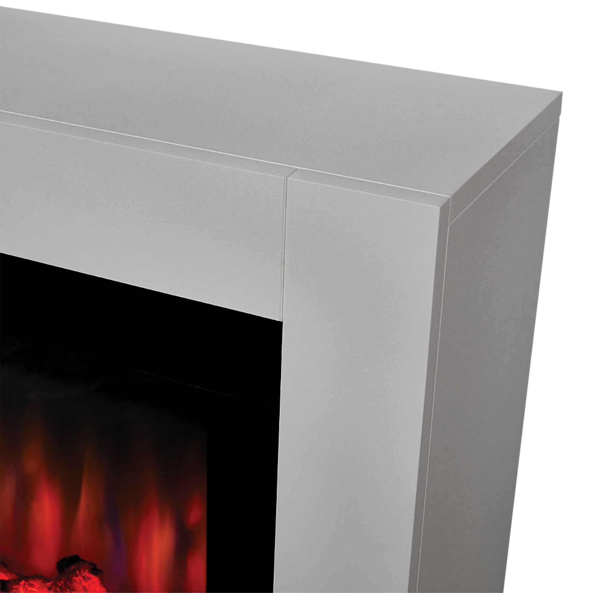 Suncrest Lumley White MDF & stainless steel Freestanding Electric fire ...