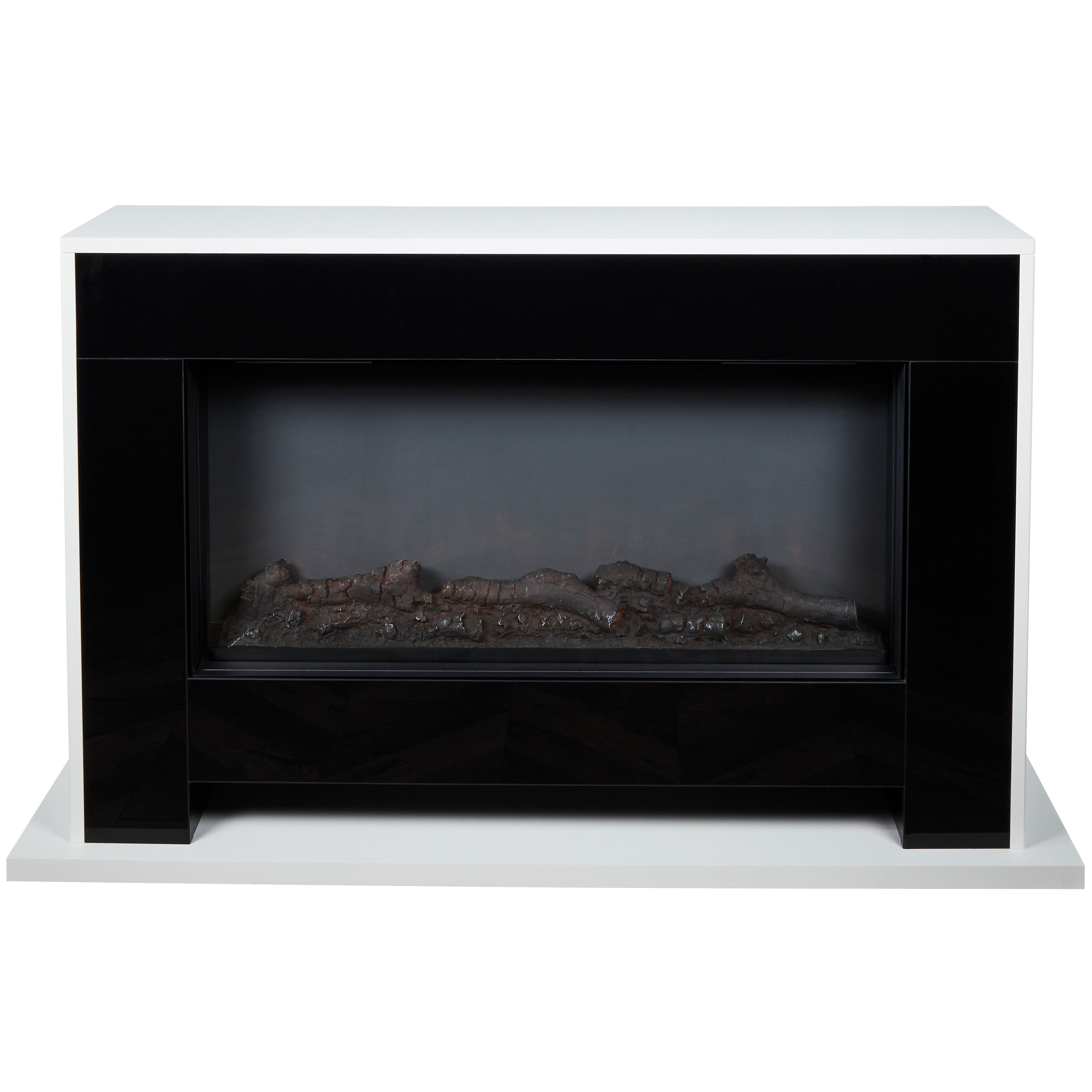 Suncrest Nebraska Black & white Stone effect Electric fire suite | DIY ...