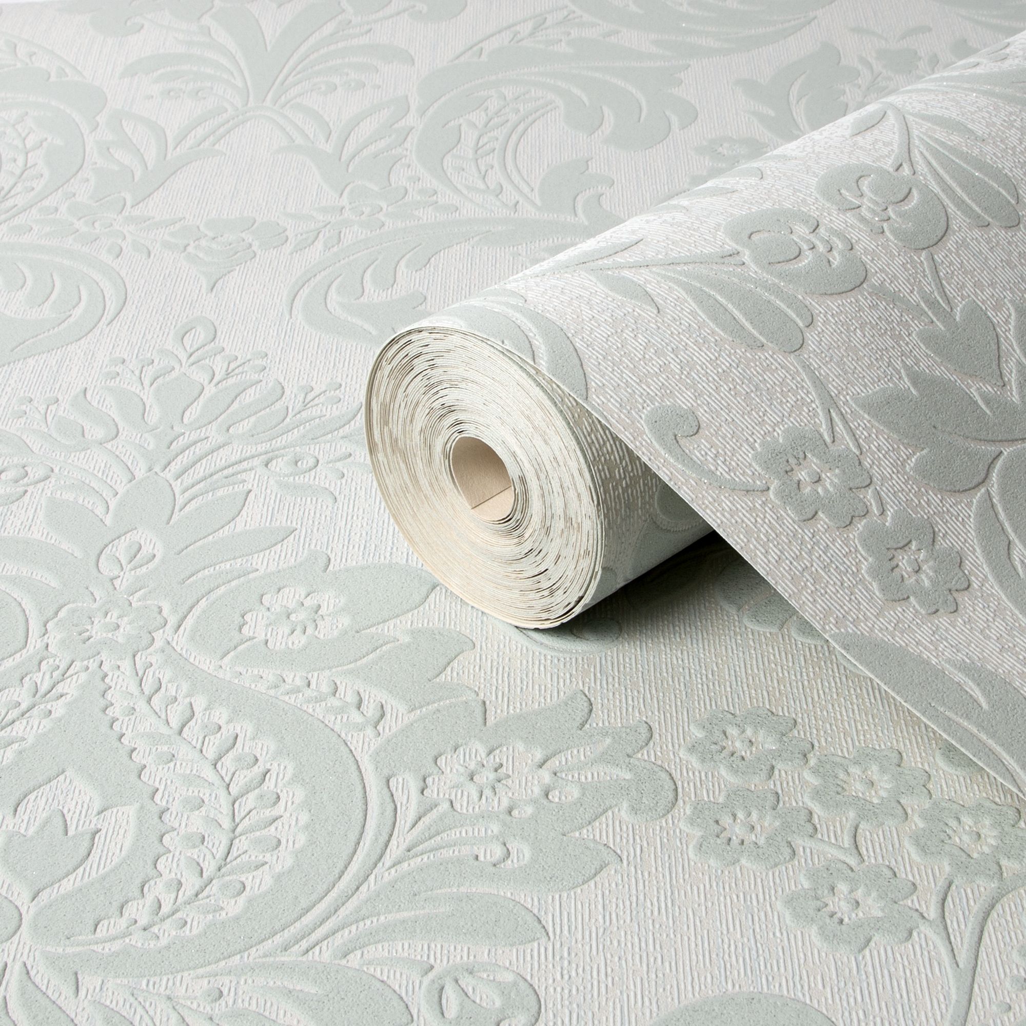 Superfresco Colours Hermes Duck egg Damask Textured Wallpaper Sample ...