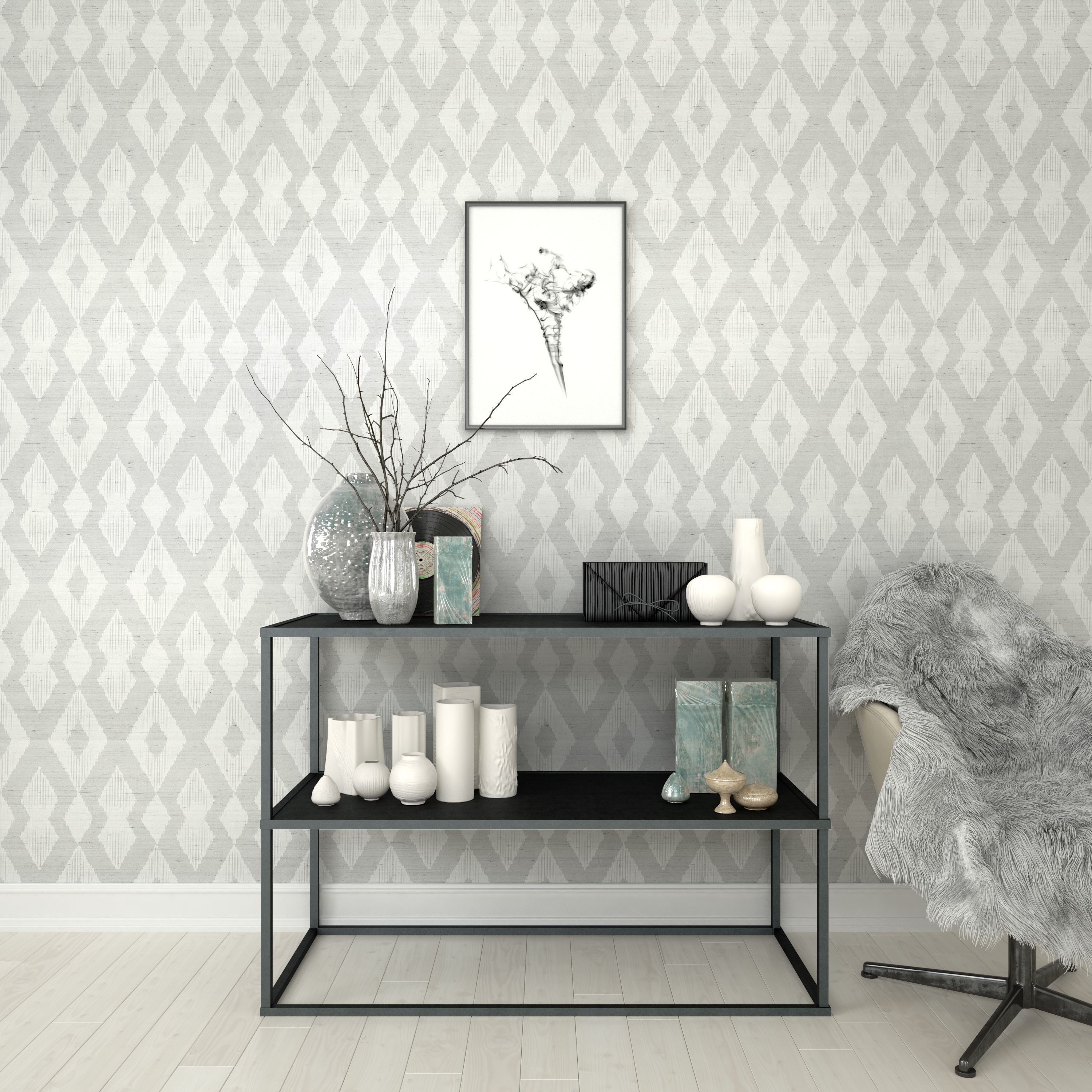 Superfresco Easy Batam Grey Geometric Embossed Wallpaper Sample