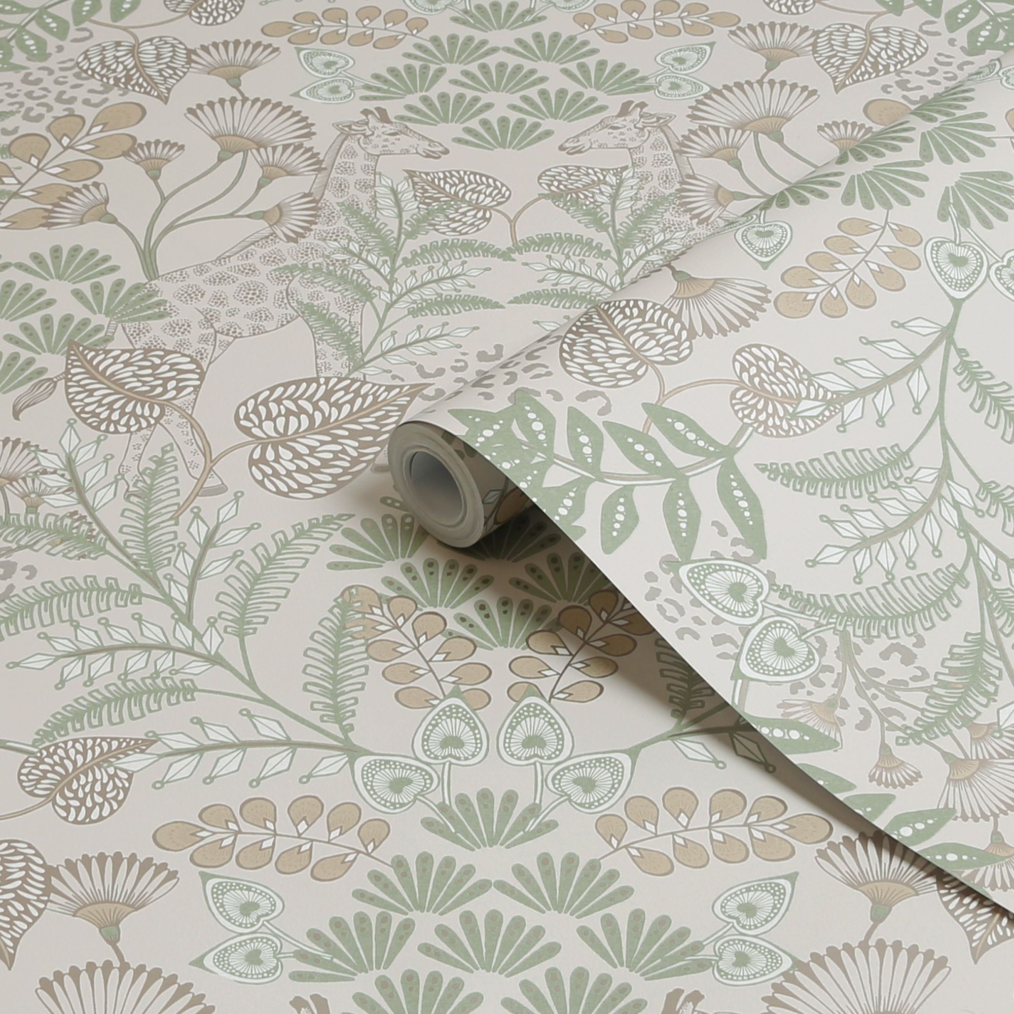 Superfresco Easy Beige Jungle Day Metallic effect Smooth Wallpaper ...