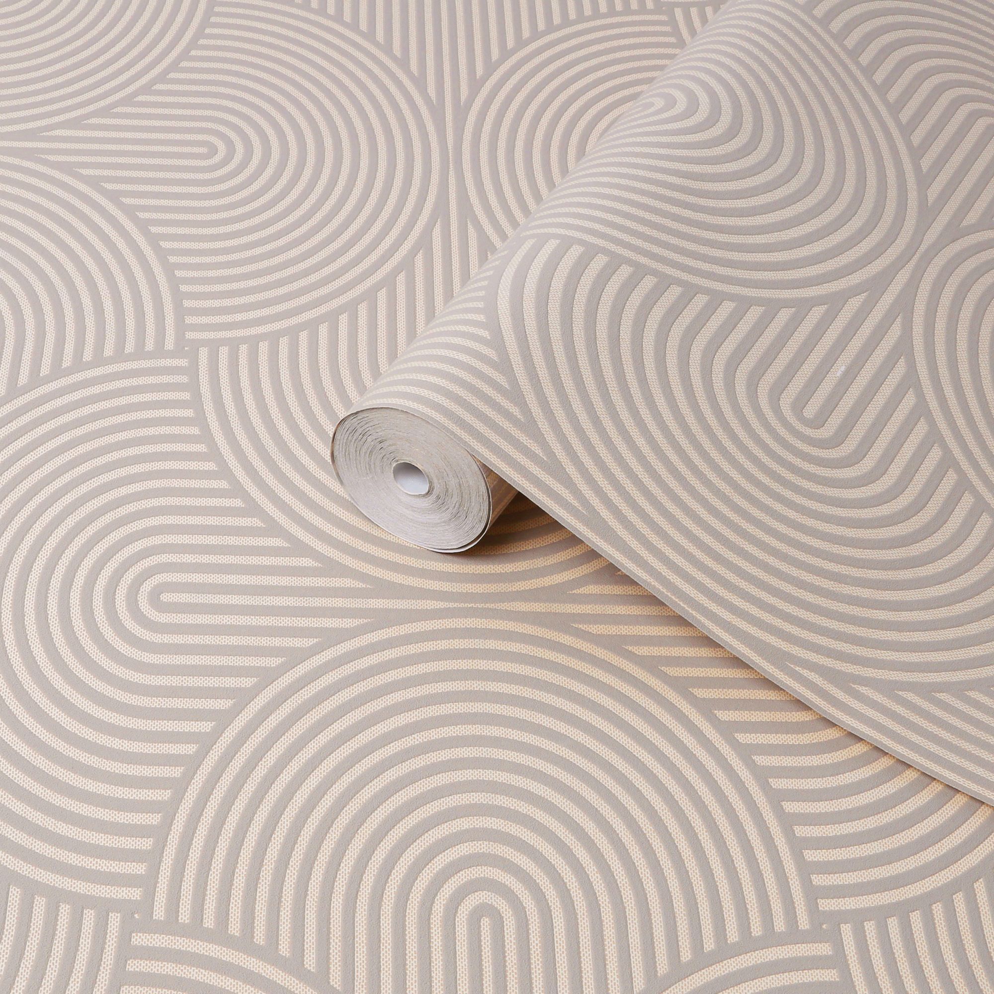 Superfresco Easy Beige Metallic effect Geometric Smooth Wallpaper ...