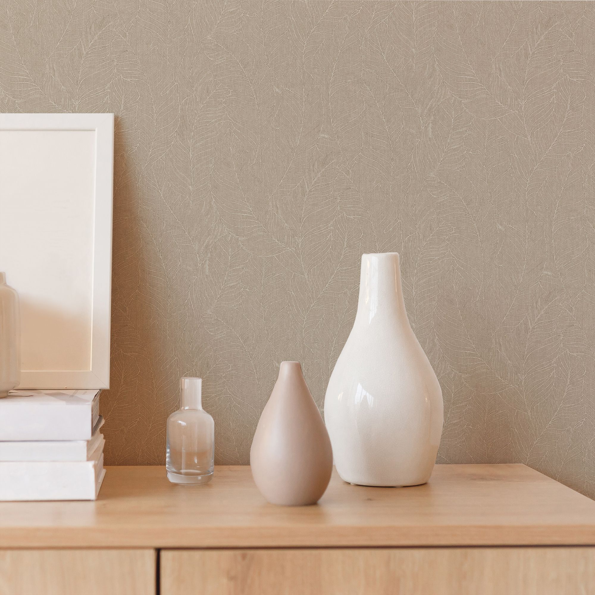 Superfresco Easy Beige Supple Leaves Smooth Wallpaper