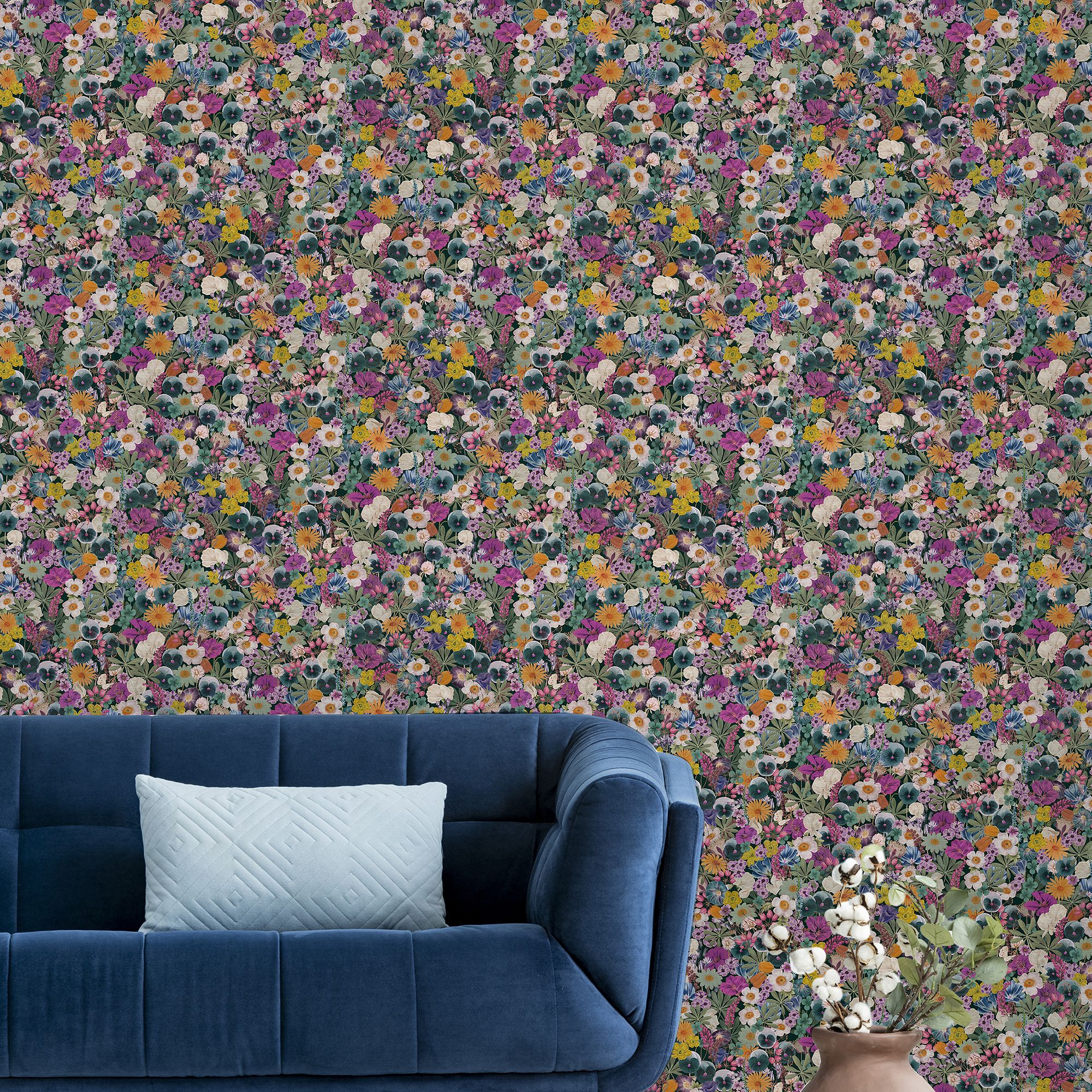 Superfresco Easy Dark Flowerbed Patterned Smooth Wallpaper