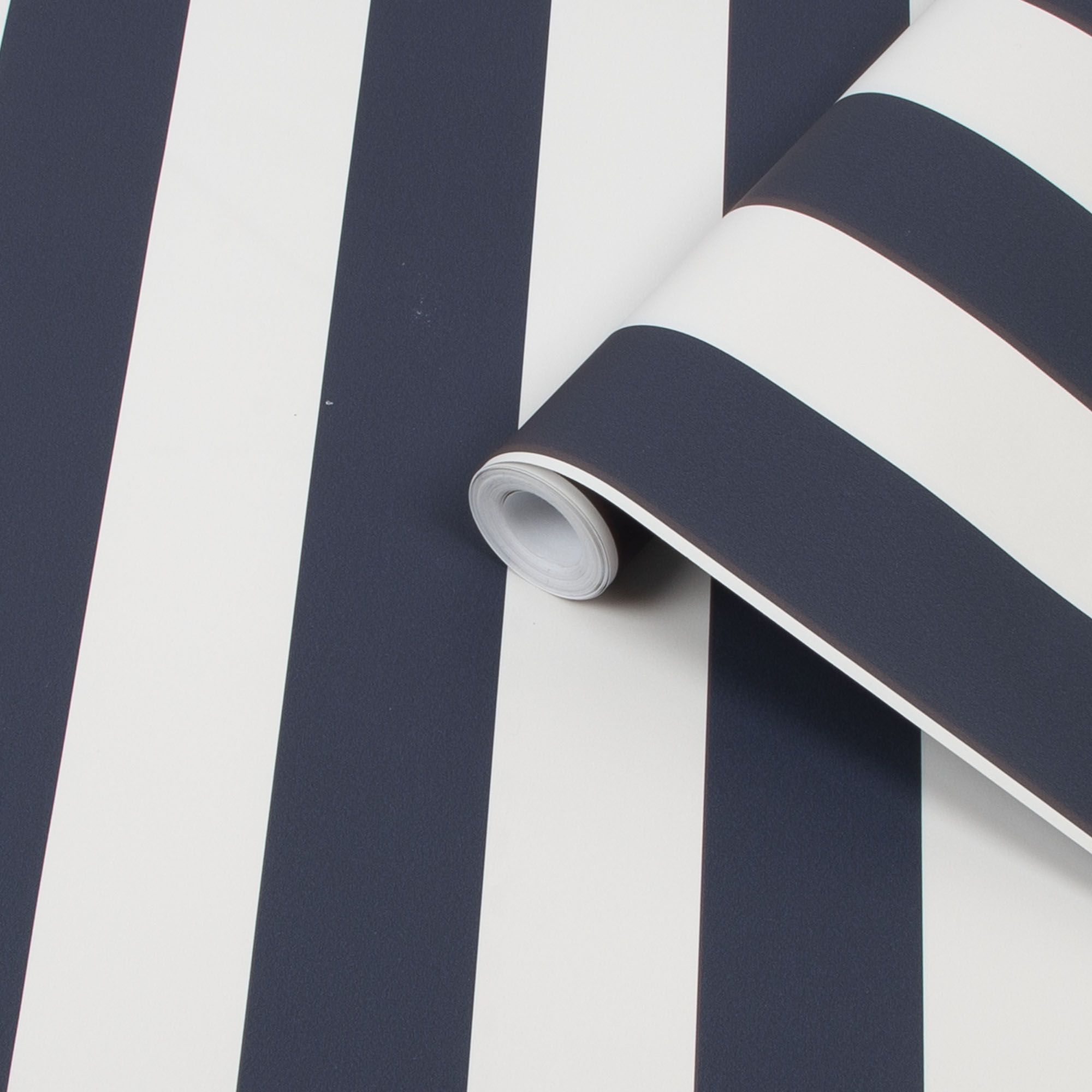 Superfresco Easy Navy & white Stripe Smooth Wallpaper