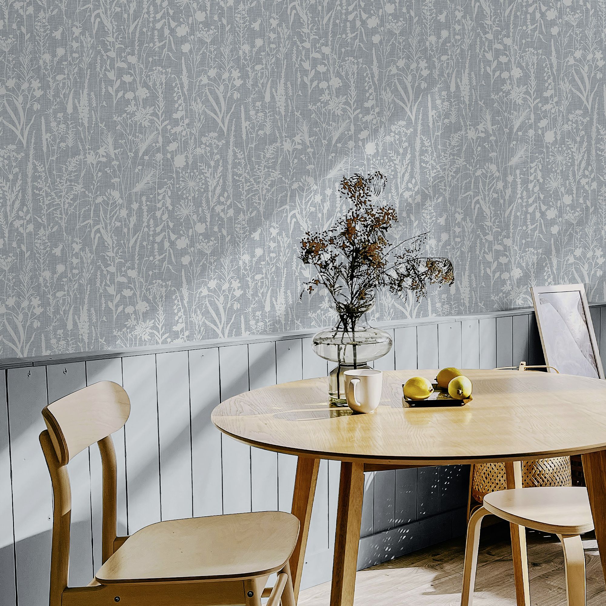 Superfresco Easy Powder Blue Floral Patterned Smooth Wallpaper