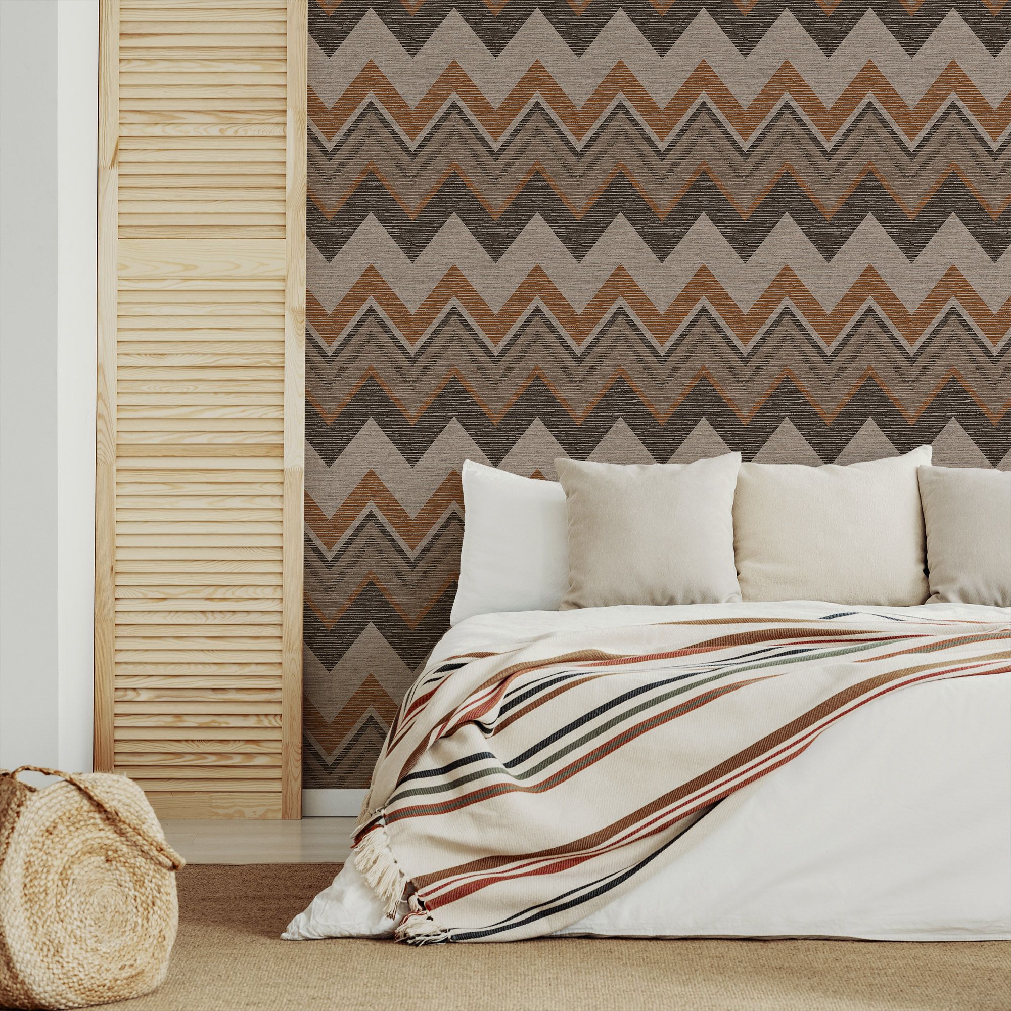 Superfresco Easy Tribal Cocoa Chevron Embossed Wallpaper