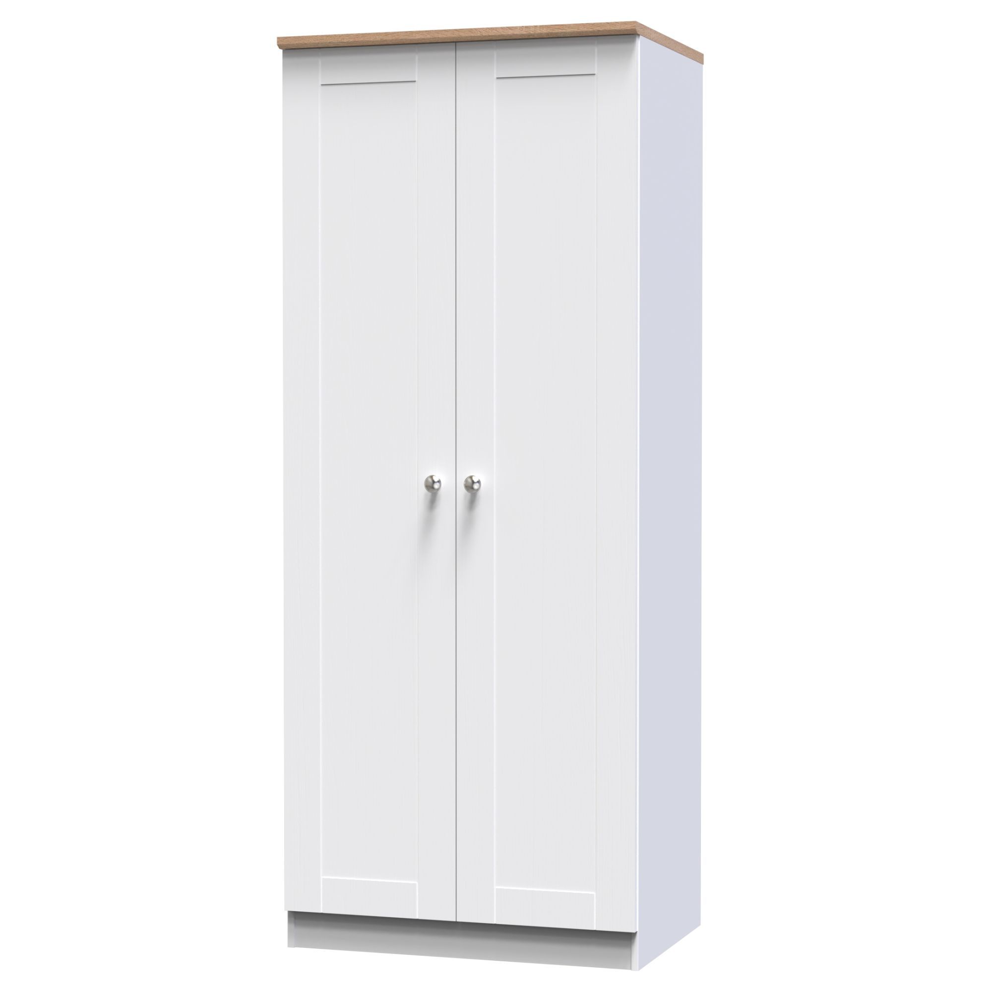 Sussex Ready assembled Traditional White & oak Tall Double Wardrobe (H ...