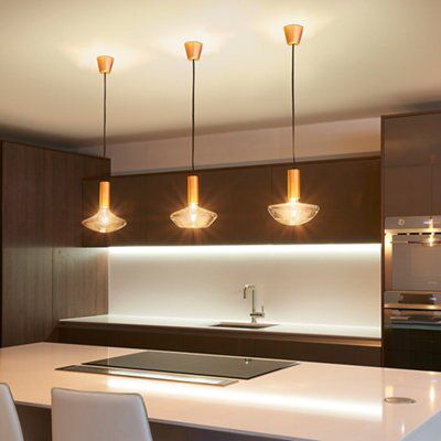 Sylvania Sylcone Brushed Glass & metal Copper effect Ceiling light