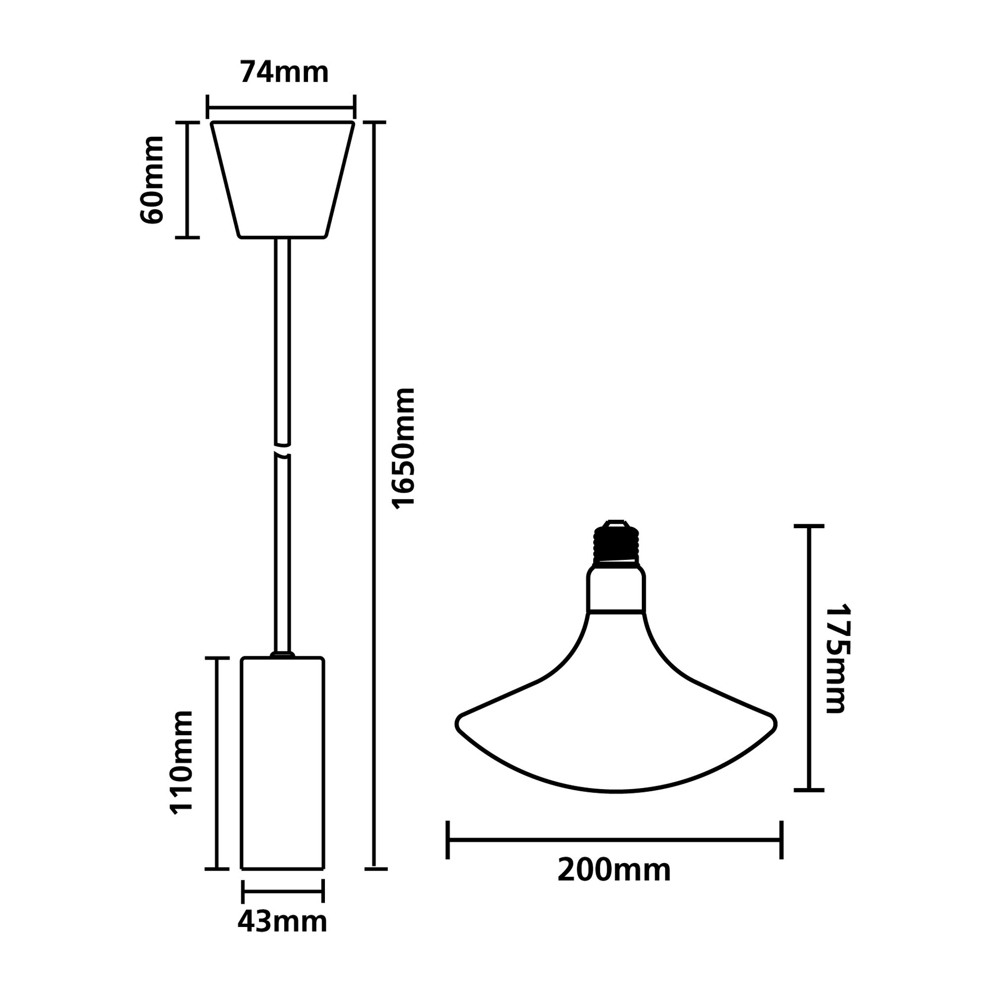 Sylvania Sylcone Matt Glass & metal Black Ceiling light