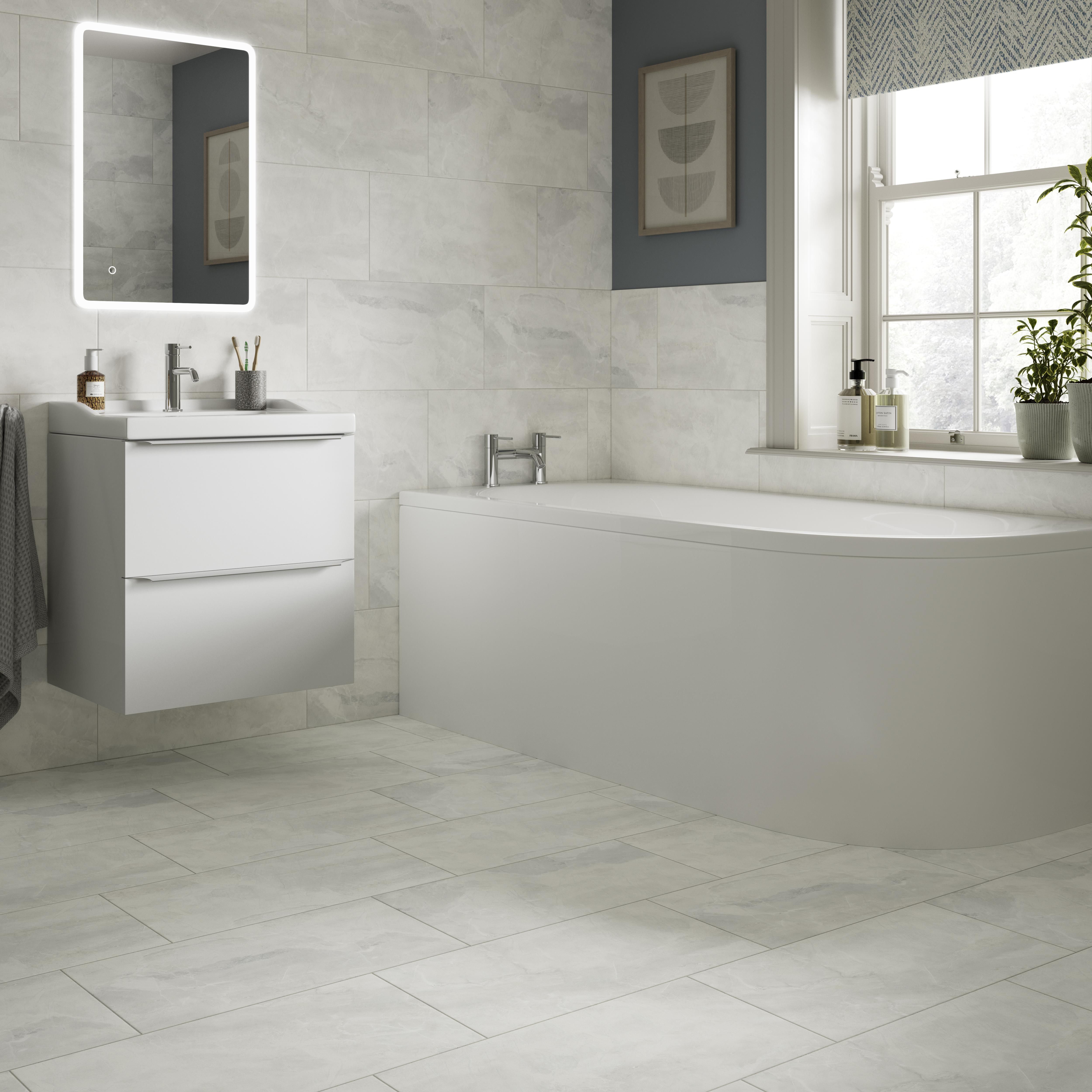 Symphony Light Grey Matt Stone effect Porcelain Indoor Wall & floor ...