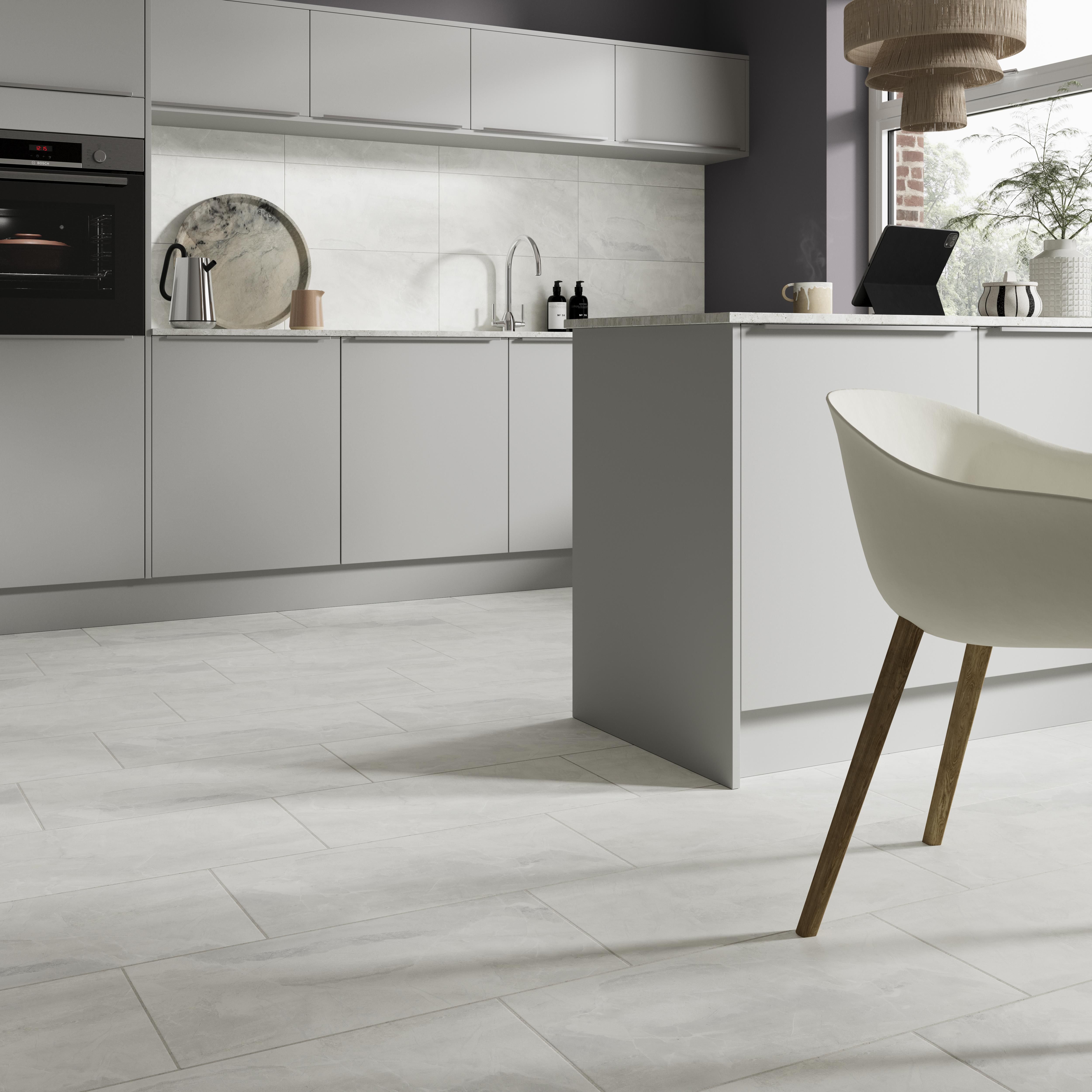 Symphony Light Grey Matt Stone effect Porcelain Indoor Wall & floor ...