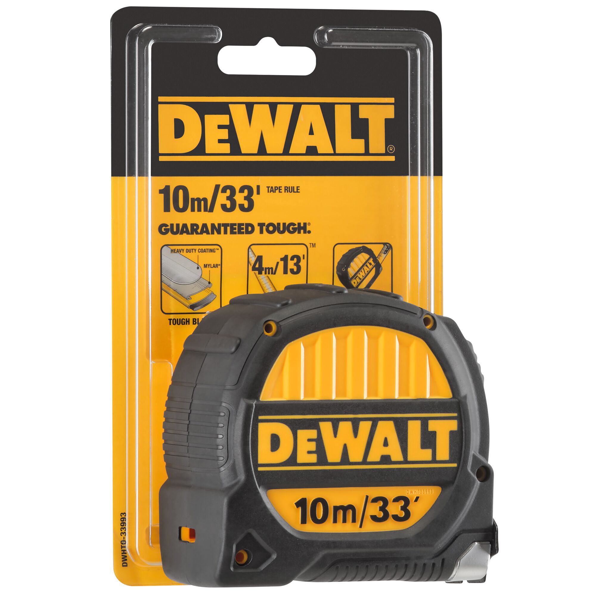Tape measure 10m Black & yellow Steel