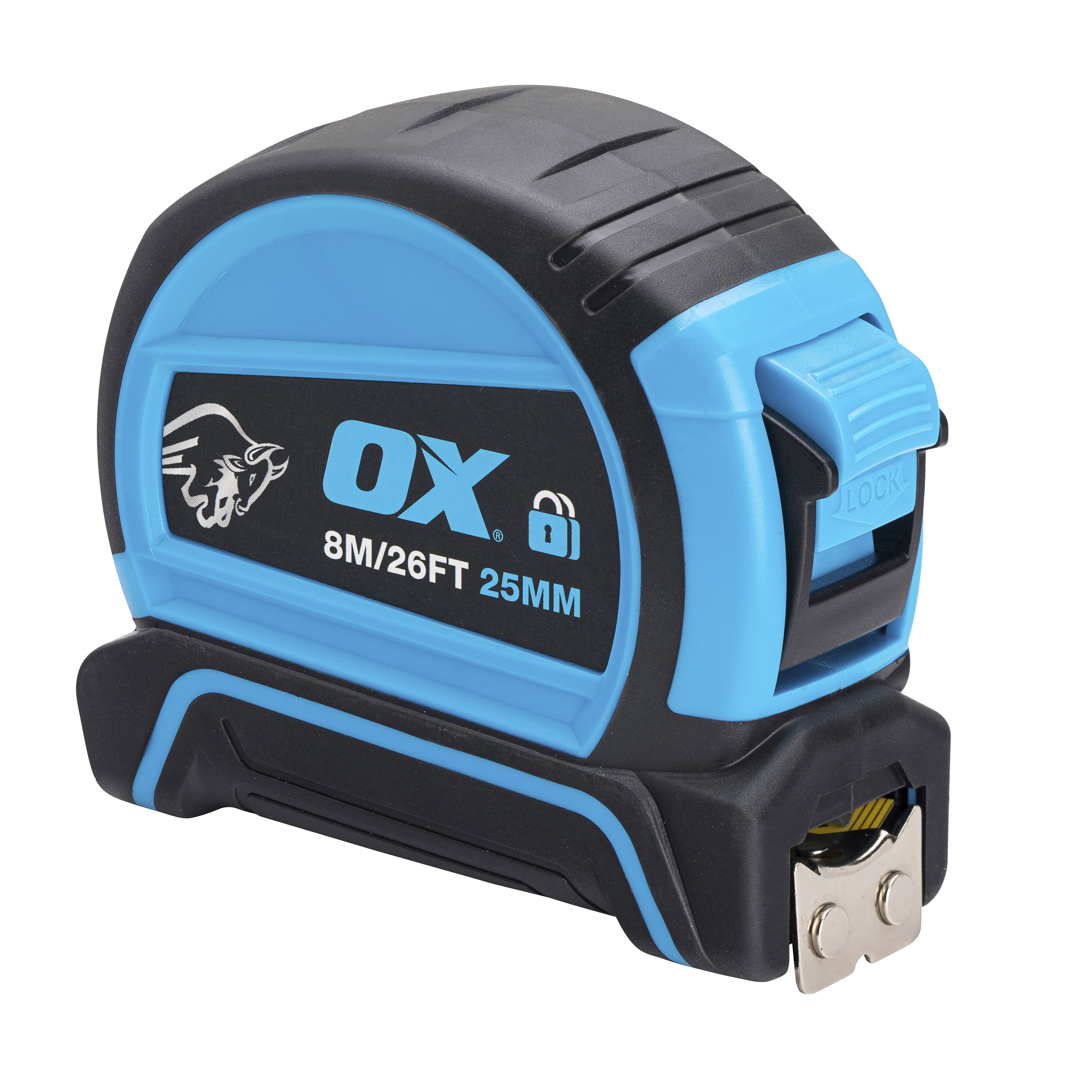 Tape measure 8m Cyan Carbon steel & nylon