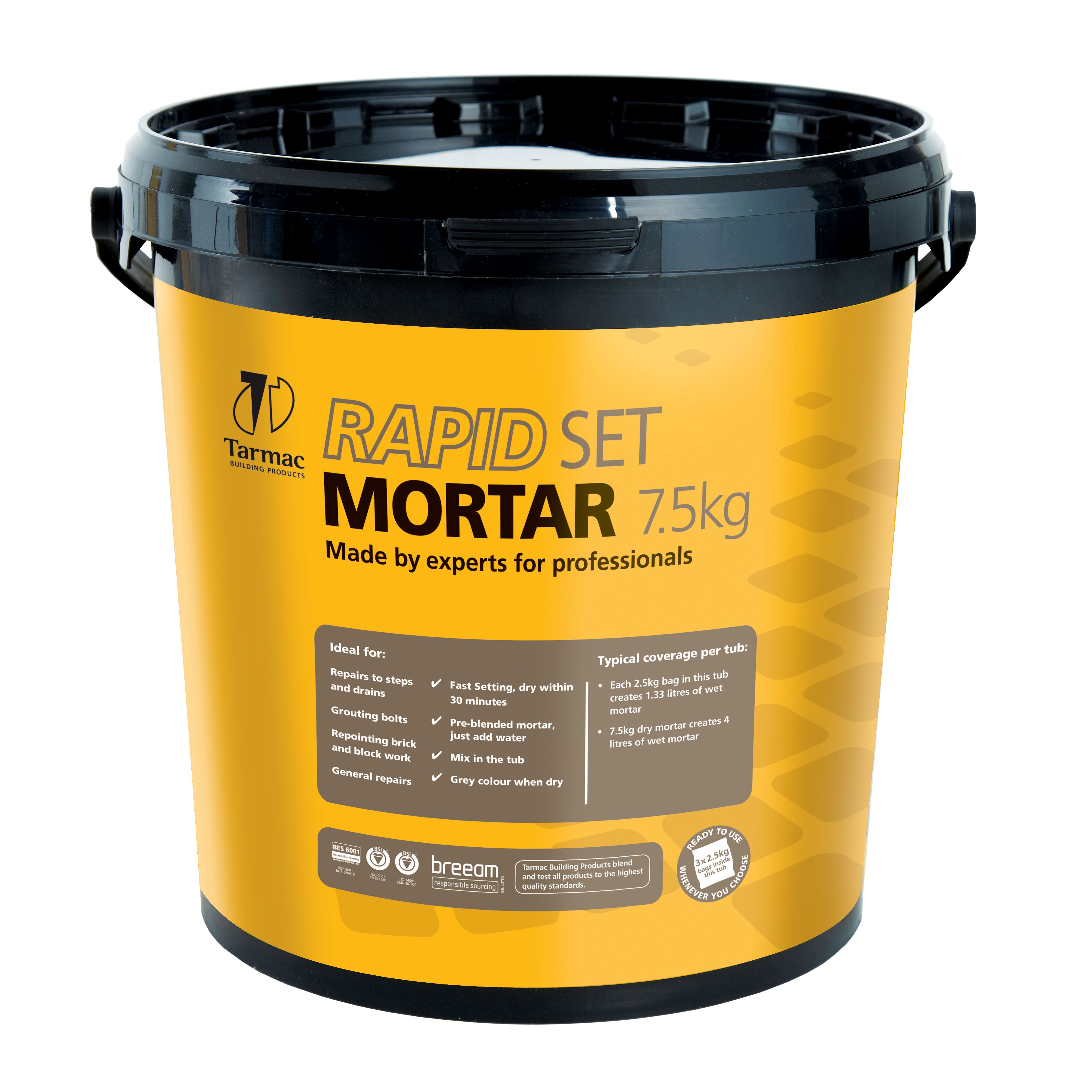 Tarmac Rapid set Mortar, 7.5kg Tub - Ready mixed