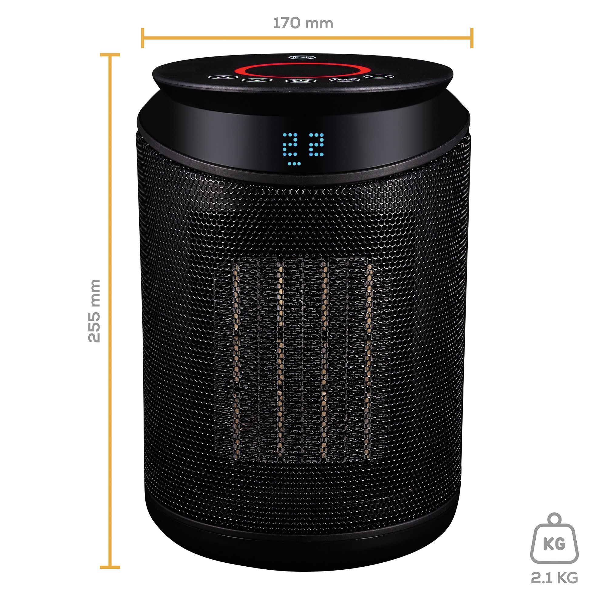 TCP 2000W Black Freestanding Smart Dry Digital Fan heater