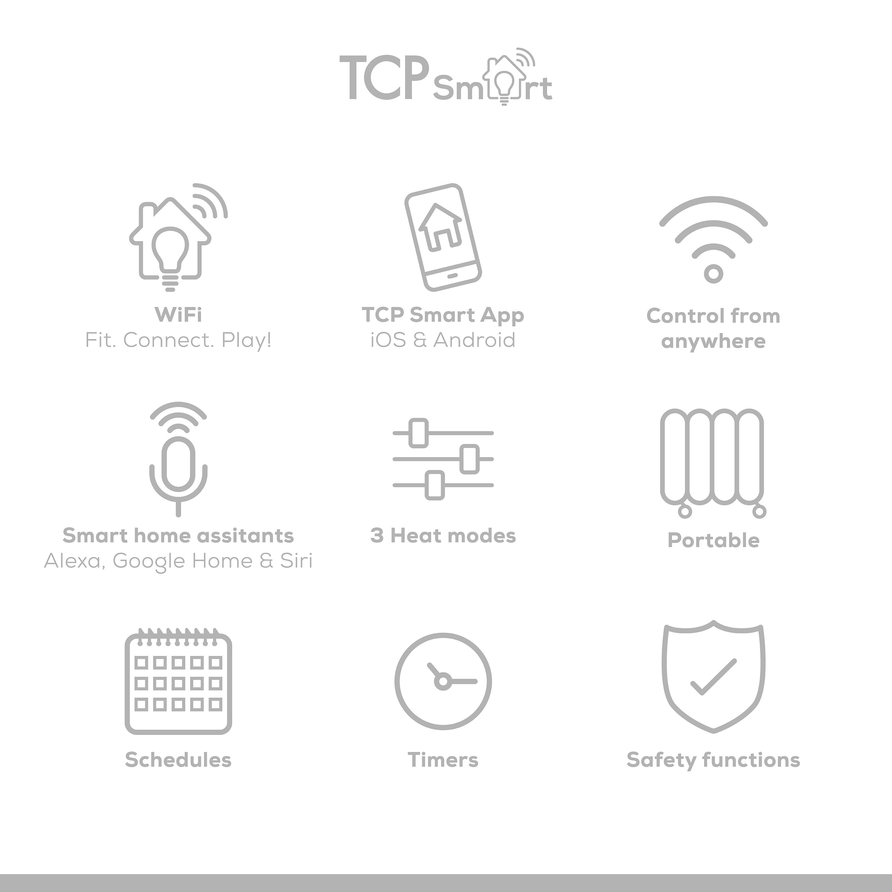 TCP Smart 220-240V 2kW Black Oil-filled radiator