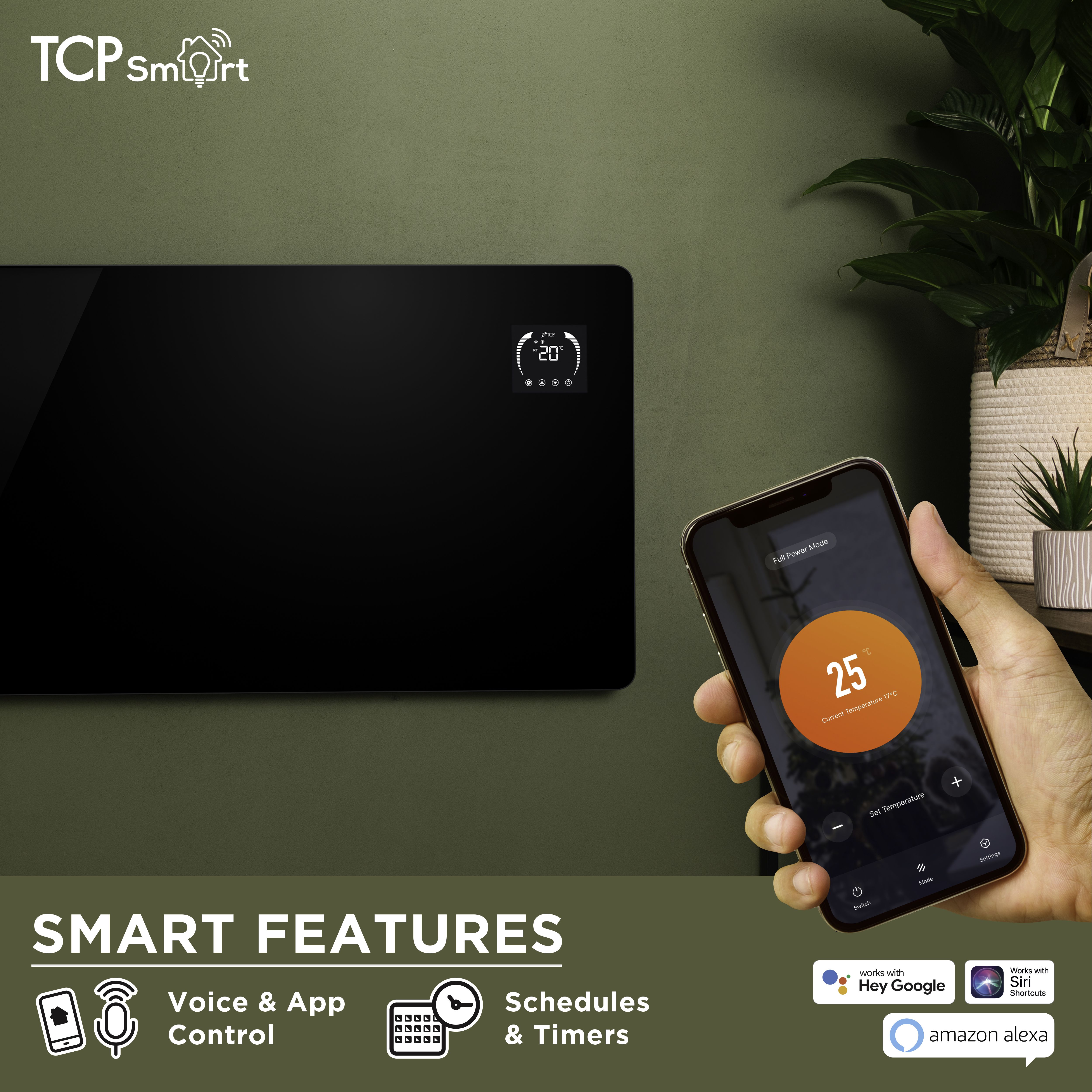 TCP Smart Electric Smart Wi-Fi Voice & app controlled 600W Black ...
