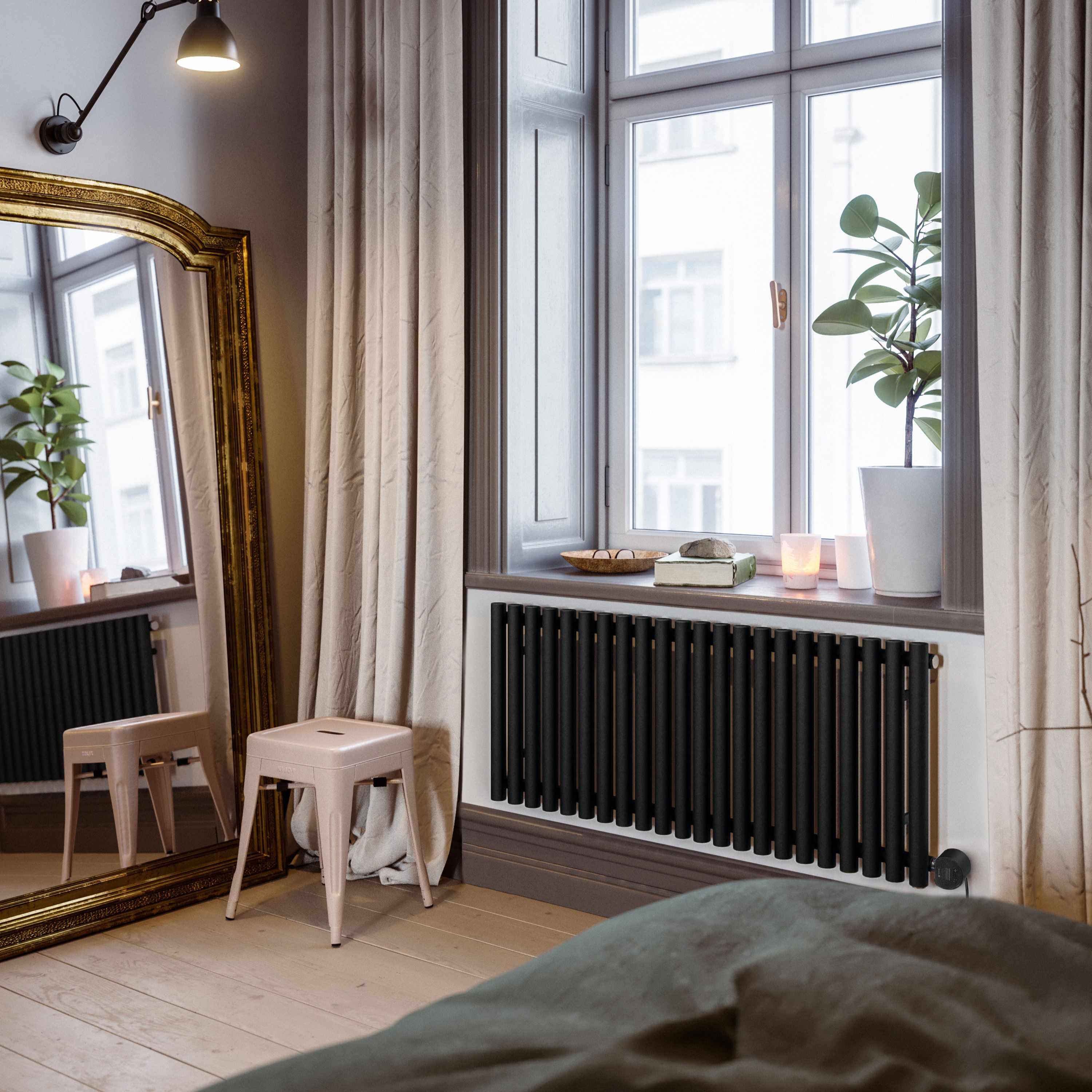 Terma 230V 1kW Heban Black Smart Horizontal Oil-filled radiator