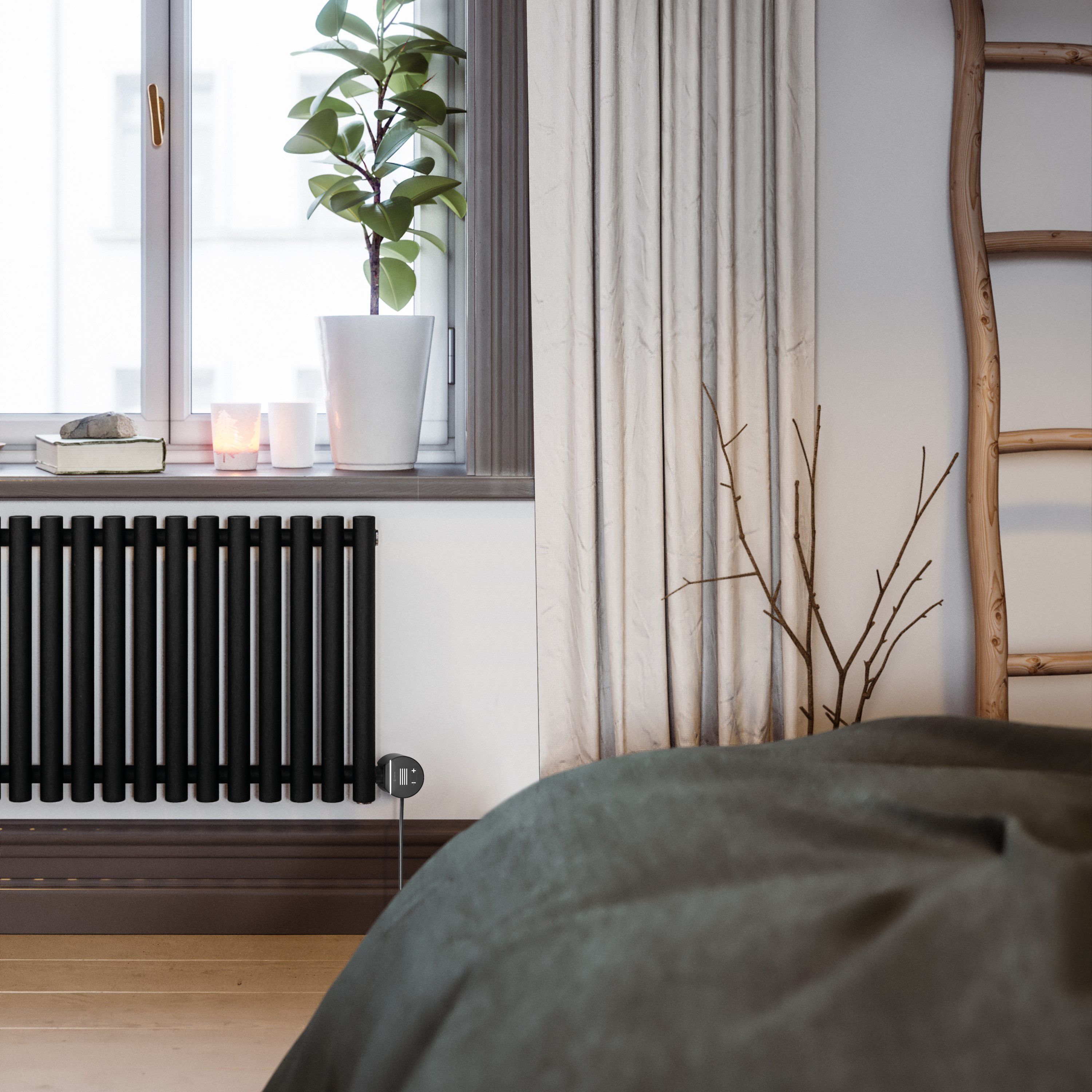 Terma 230V 1kW Heban Black Smart Horizontal Oil-filled radiator