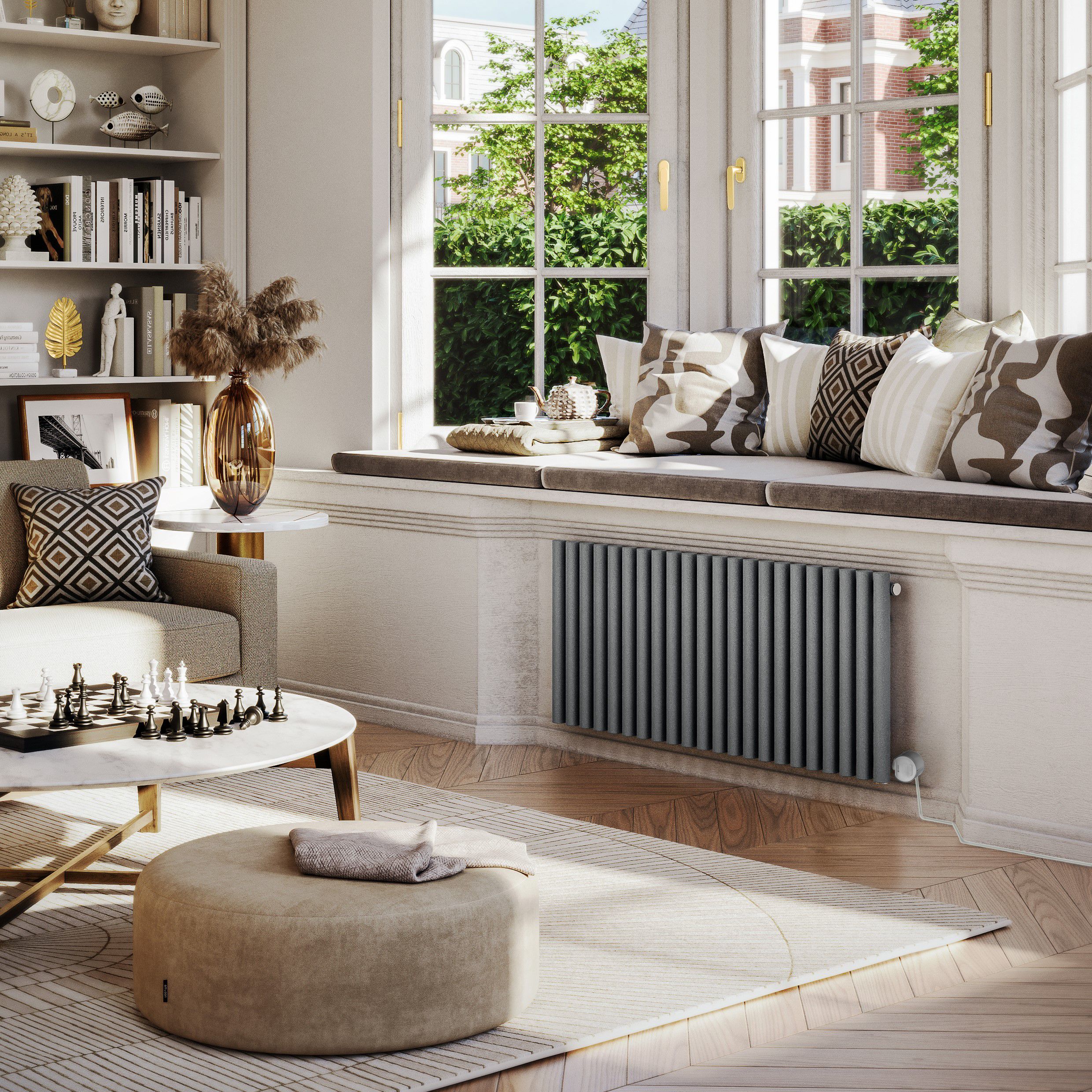 Terma 230V 1kW Salt n Pepper Smart Horizontal Oil-filled radiator (H ...