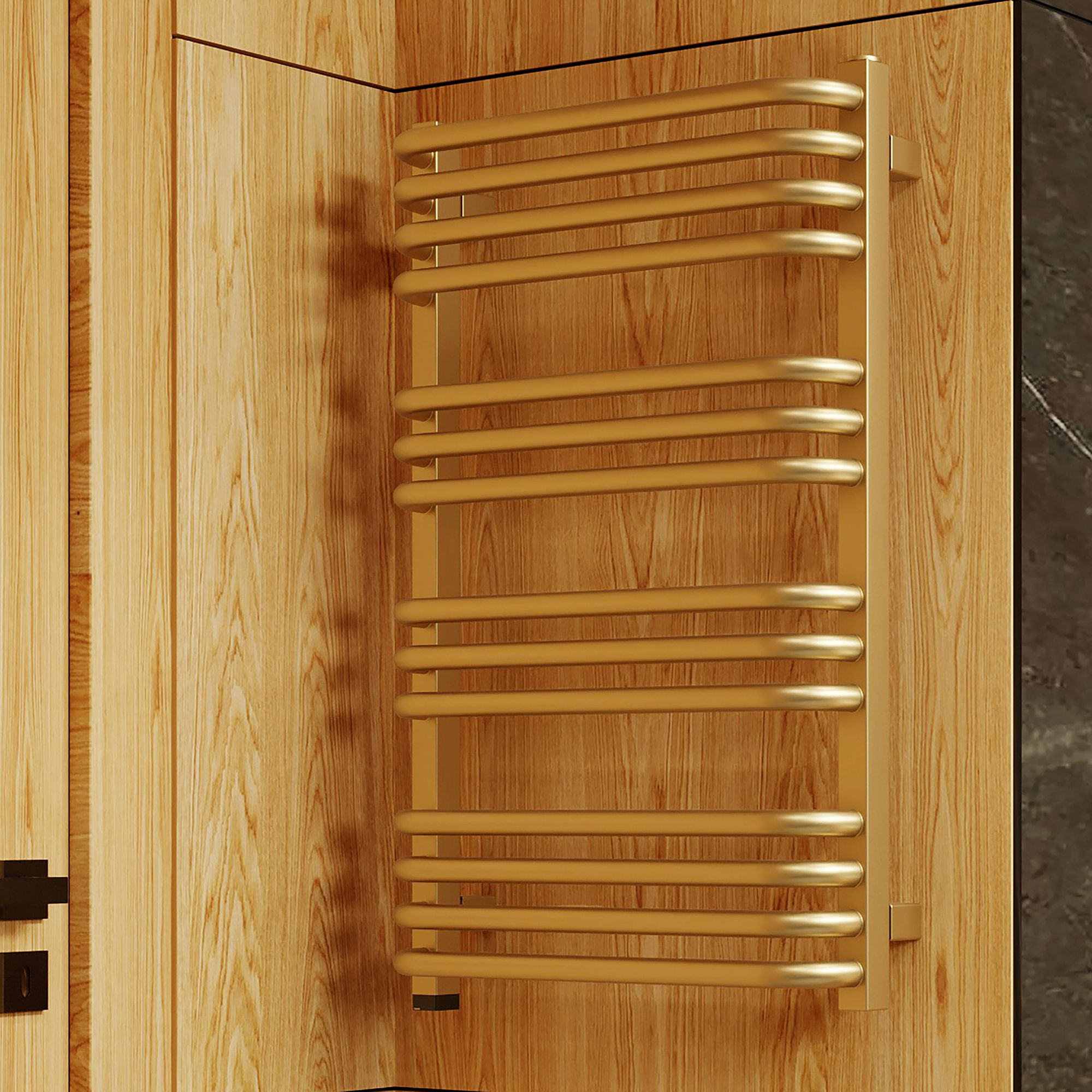 Terma Alex ONE Brass effect Electric Flat Towel warmer (W)500mm x (H)760mm