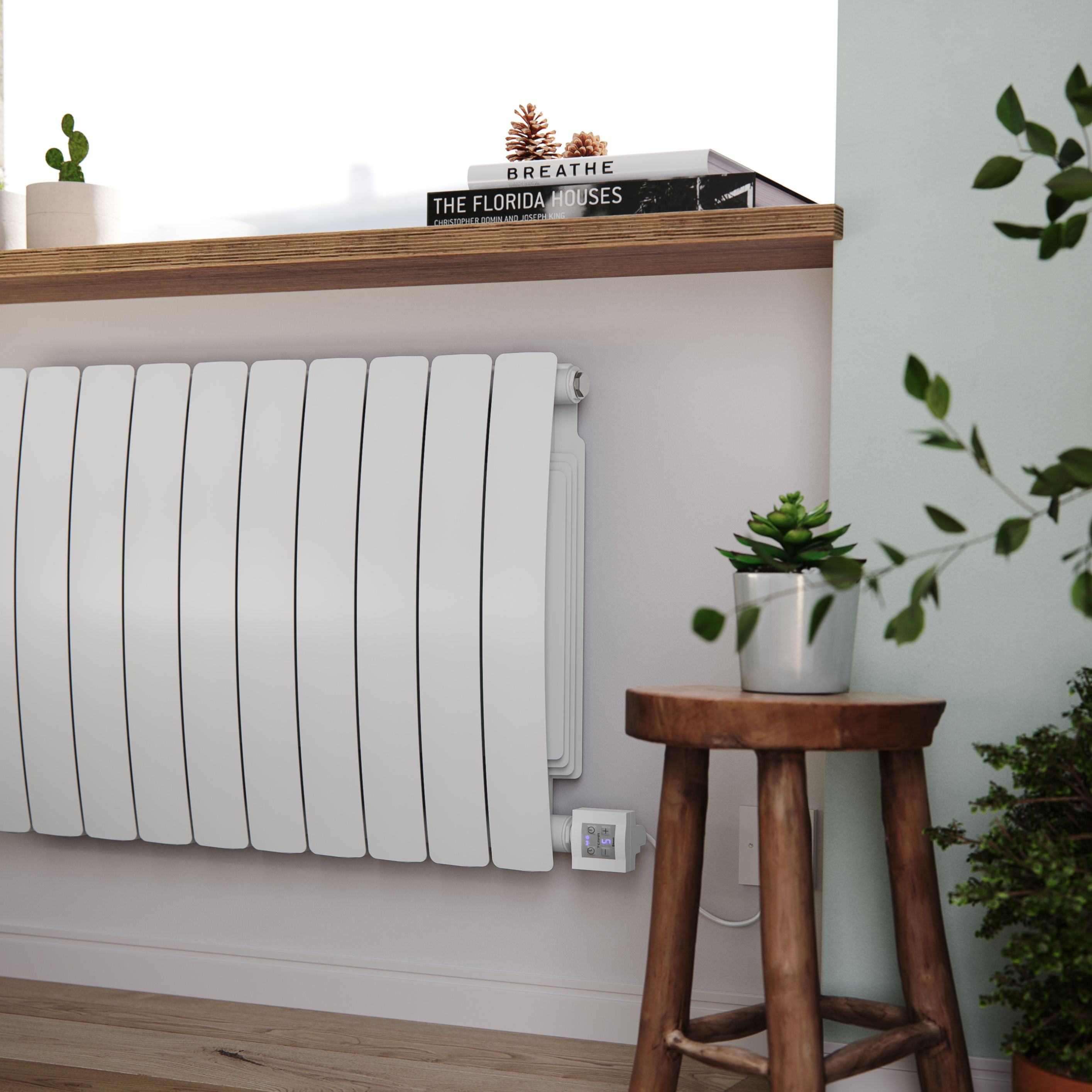 Terma Camber White Vertical Electric designer Radiator, (W)821mm x (H)575mm