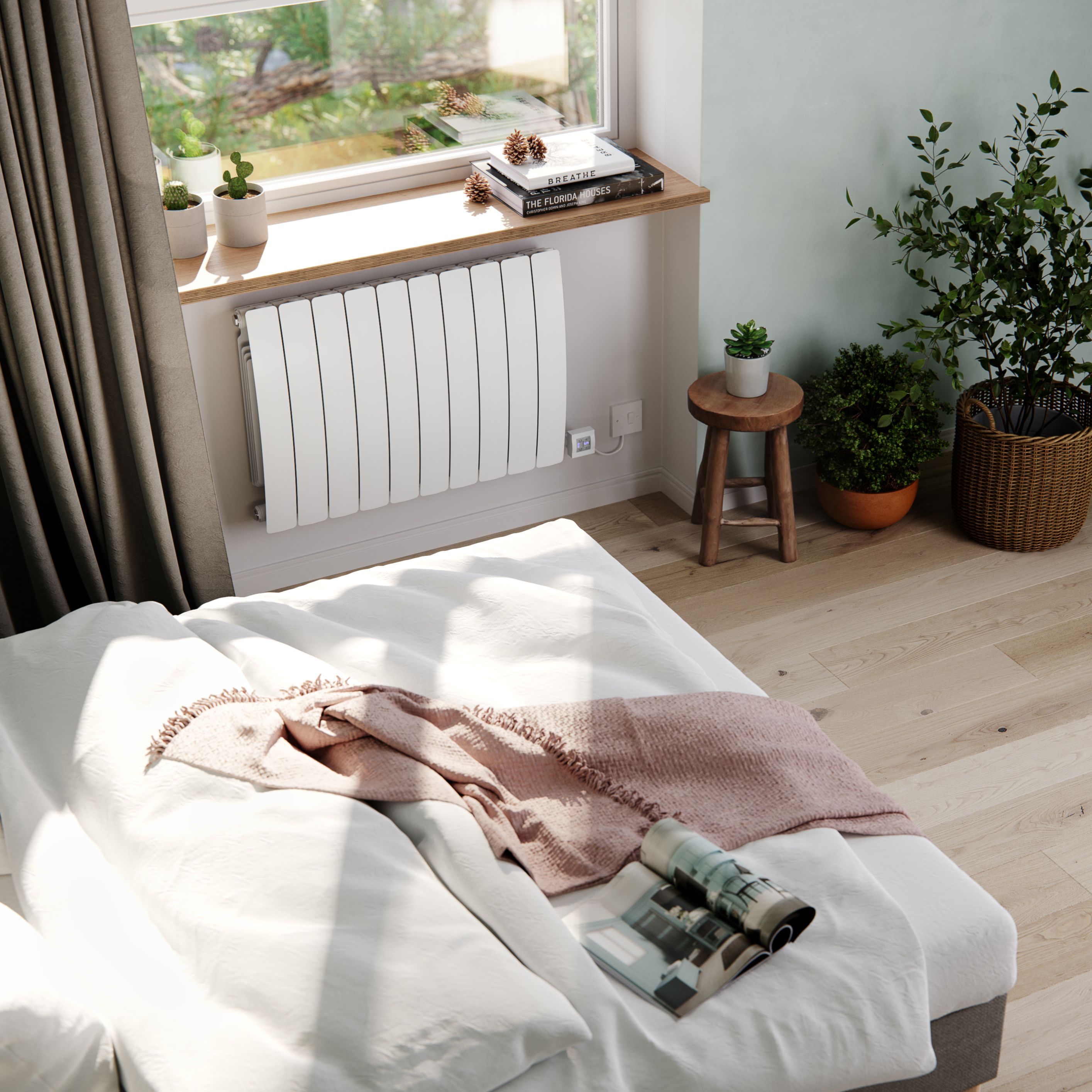 Terma Camber White Vertical Electric designer Radiator, (W)821mm x (H)575mm