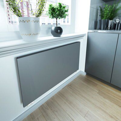 Terma Case Slim Satin storm sky Horizontal Designer Radiator, (W)1100mm ...