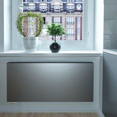 Terma Case Slim Satin storm sky Horizontal Designer Radiator, (W)1300mm ...