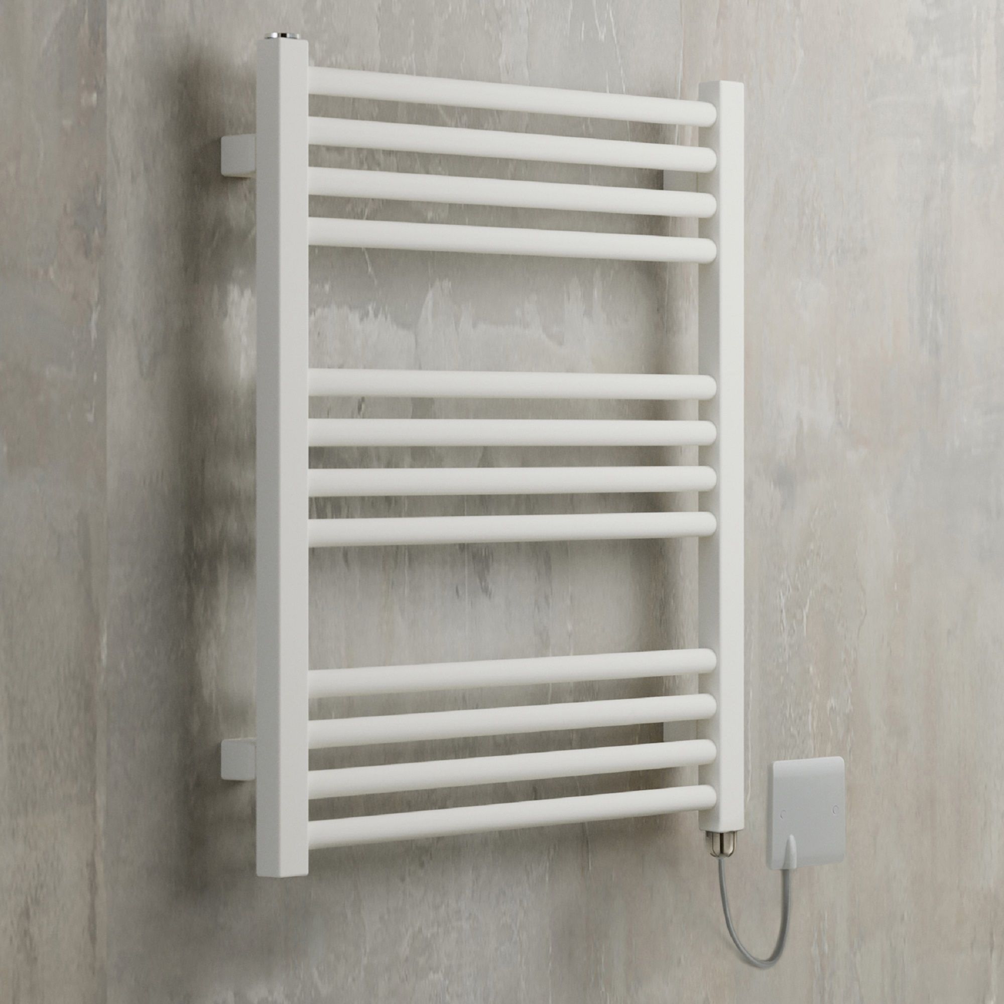 Terma Fiona Matt soft white Oil-filled Electric towel radiator Terma ...