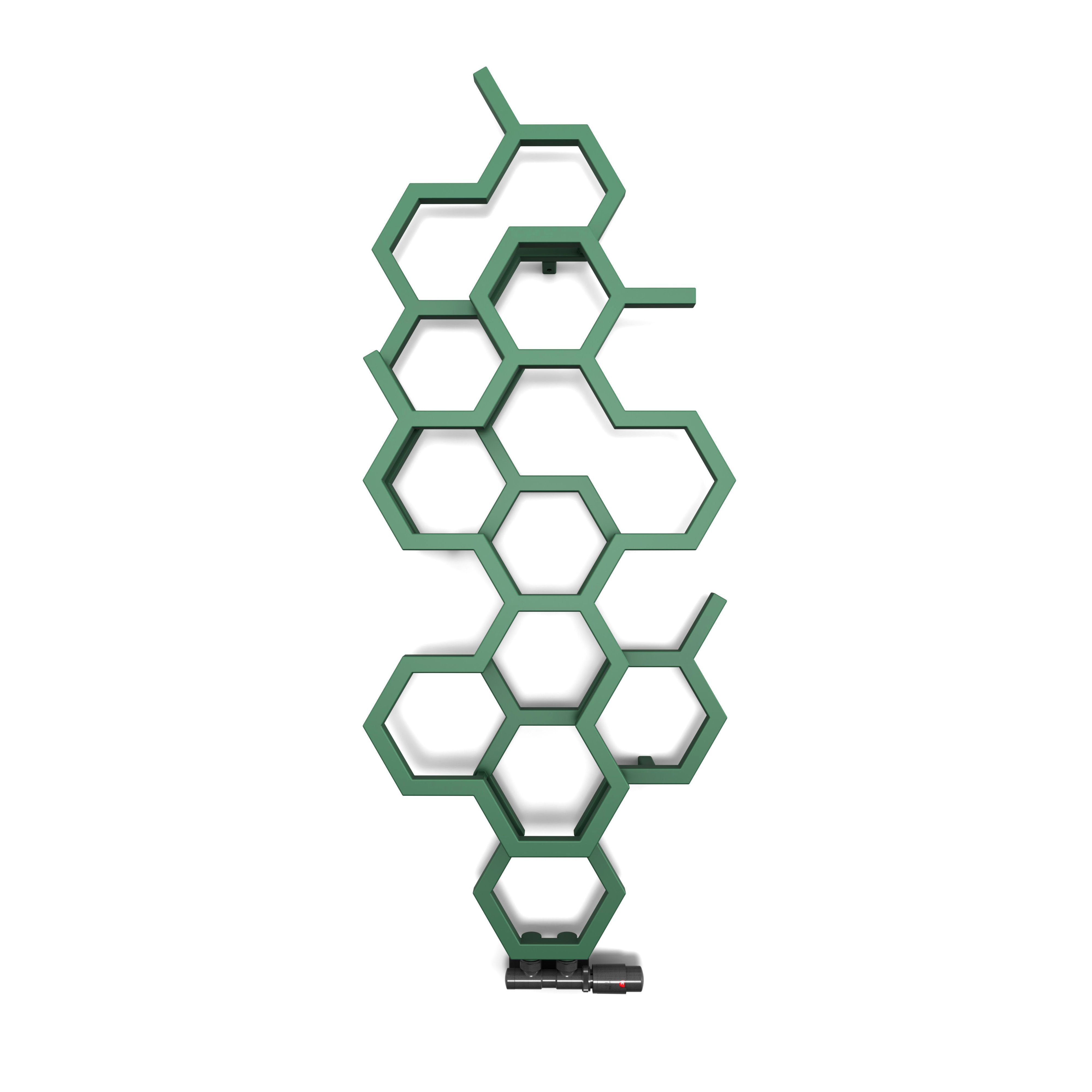 Terma Hex Green Hydronic Vertical Designer 1180BTU Radiator, (W)486mm x ...