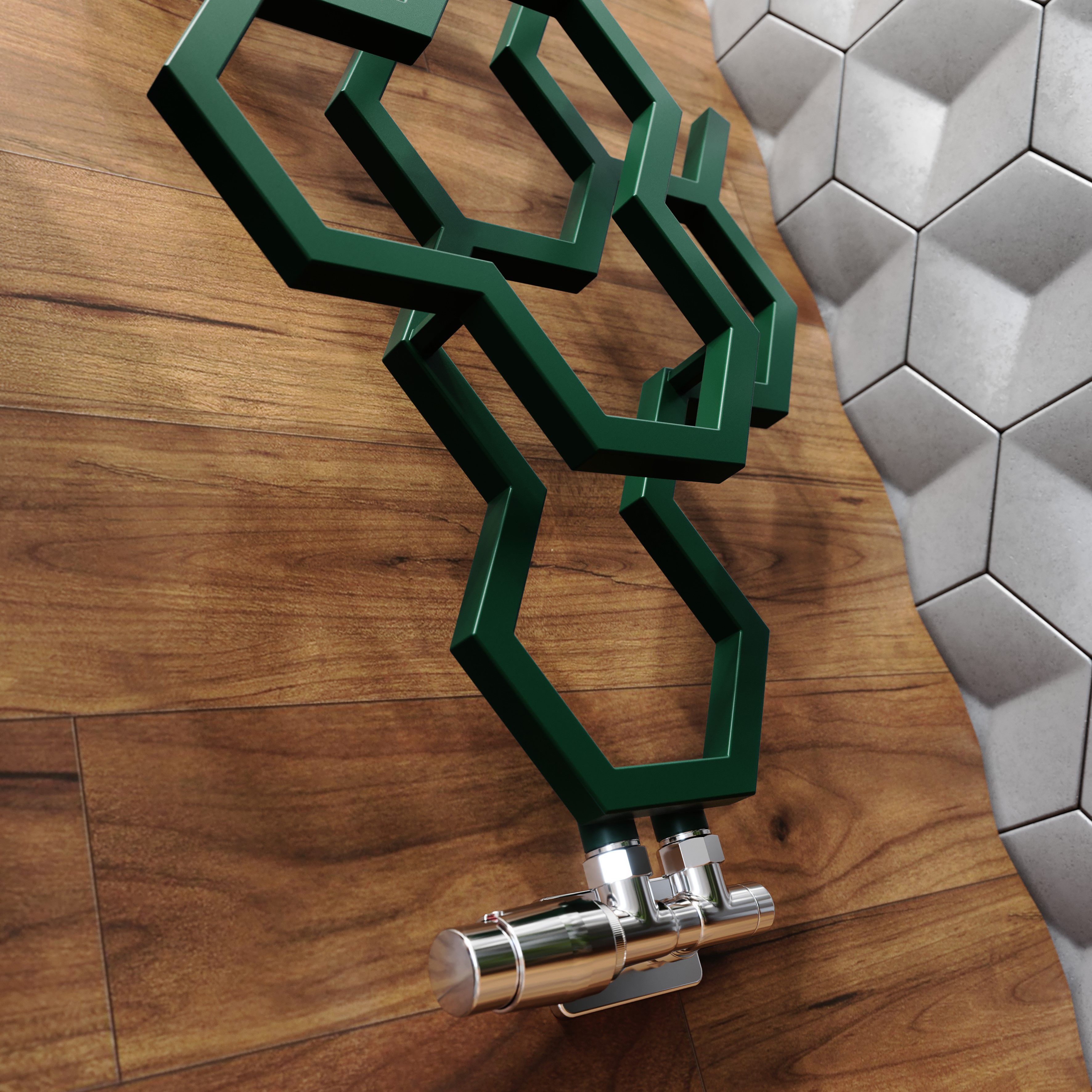 Terma Hex Green Hydronic Vertical Designer 1180BTU Radiator, (W)486mm x ...