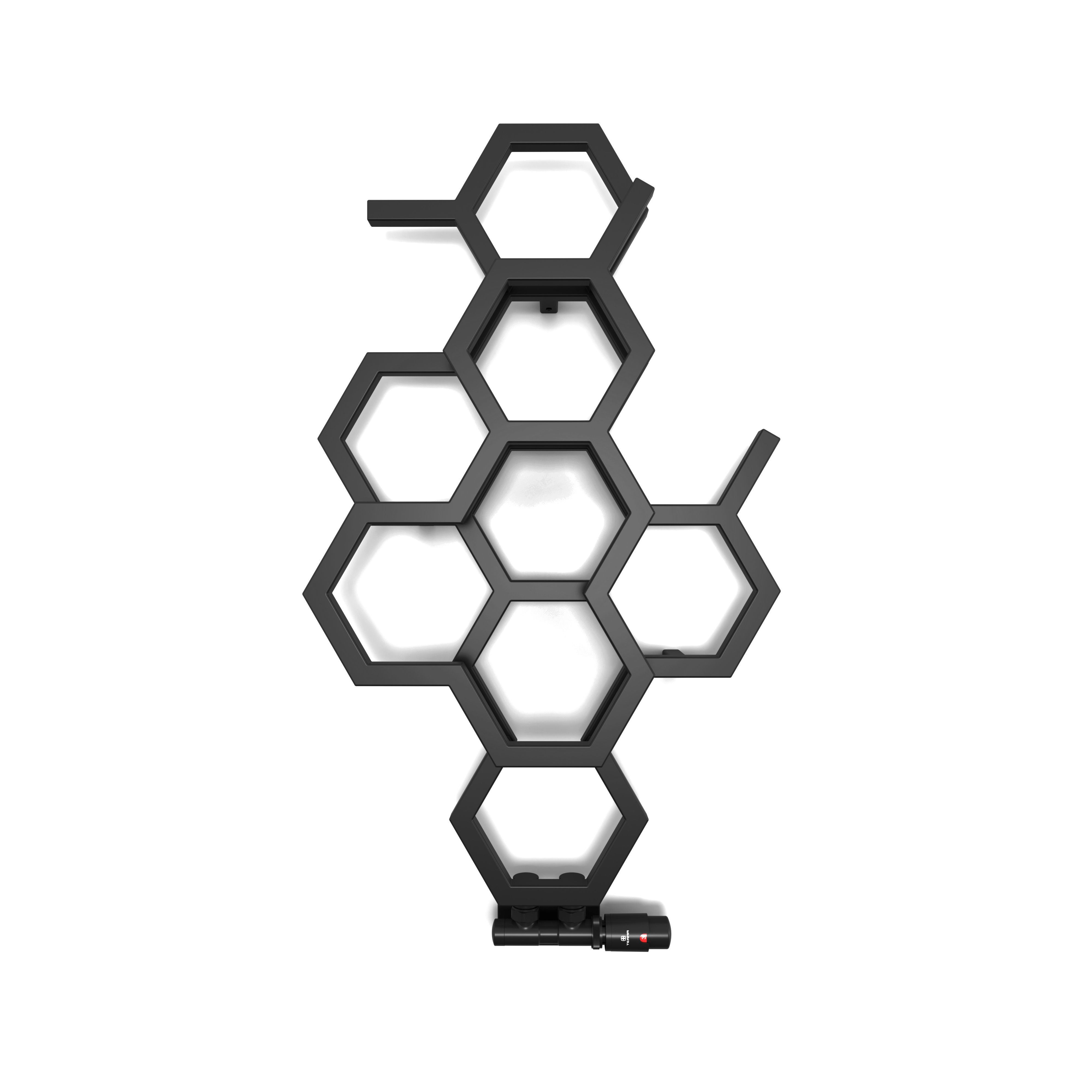 Terma Hex Soft Black Hydronic Vertical Designer 845BTU Radiator, (W ...