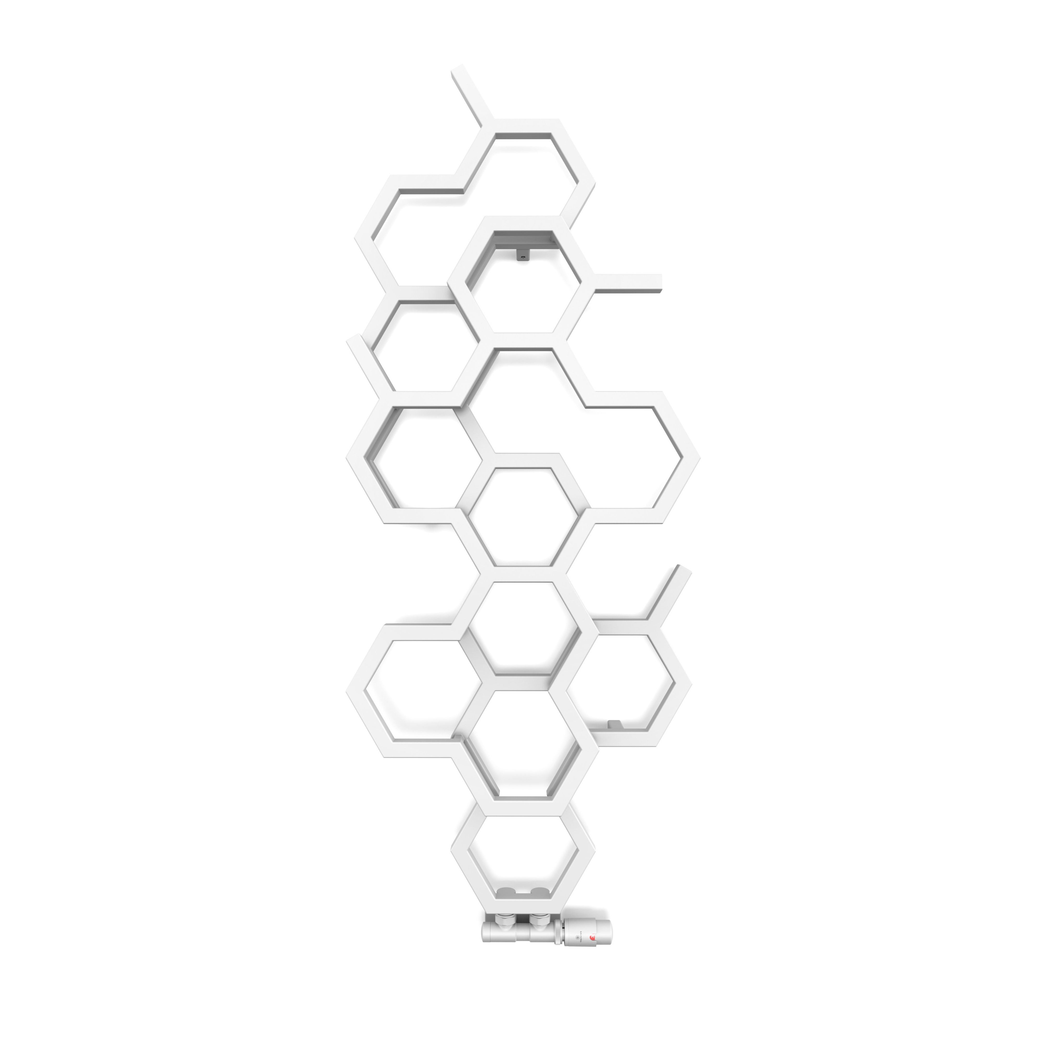 Terma Hex White Hydronic Vertical Designer 1180BTU Radiator, (W)486mm x ...