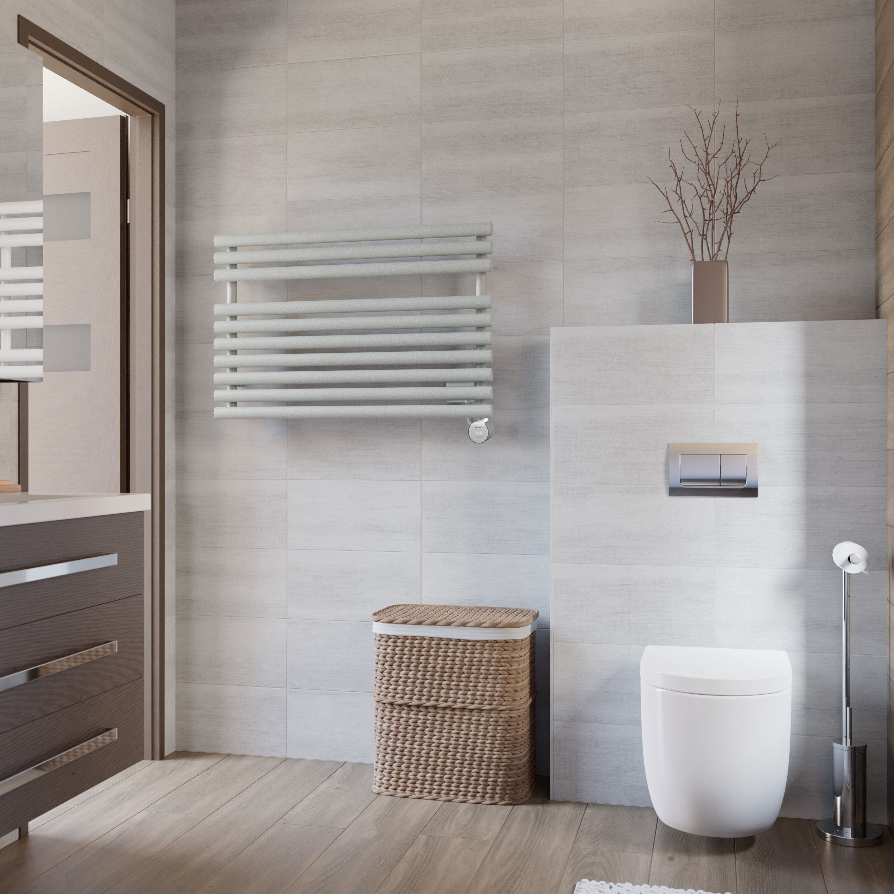 Terma Rolo Matt salt n pepper Oil-filled Electric towel radiator ...
