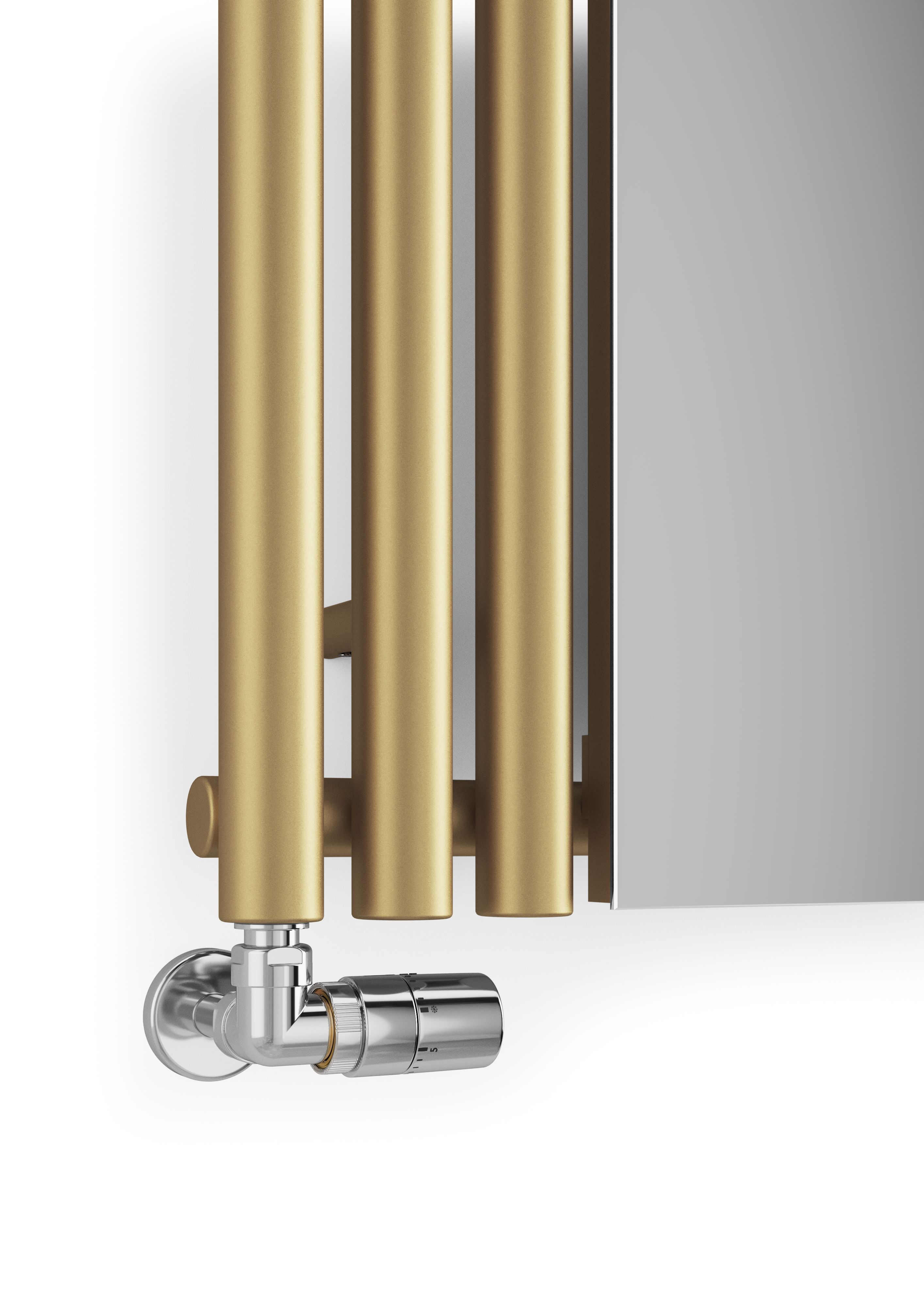 Terma Rolo Mirror Brass Electric Vertical Designer 2854BTU Radiator, (W ...