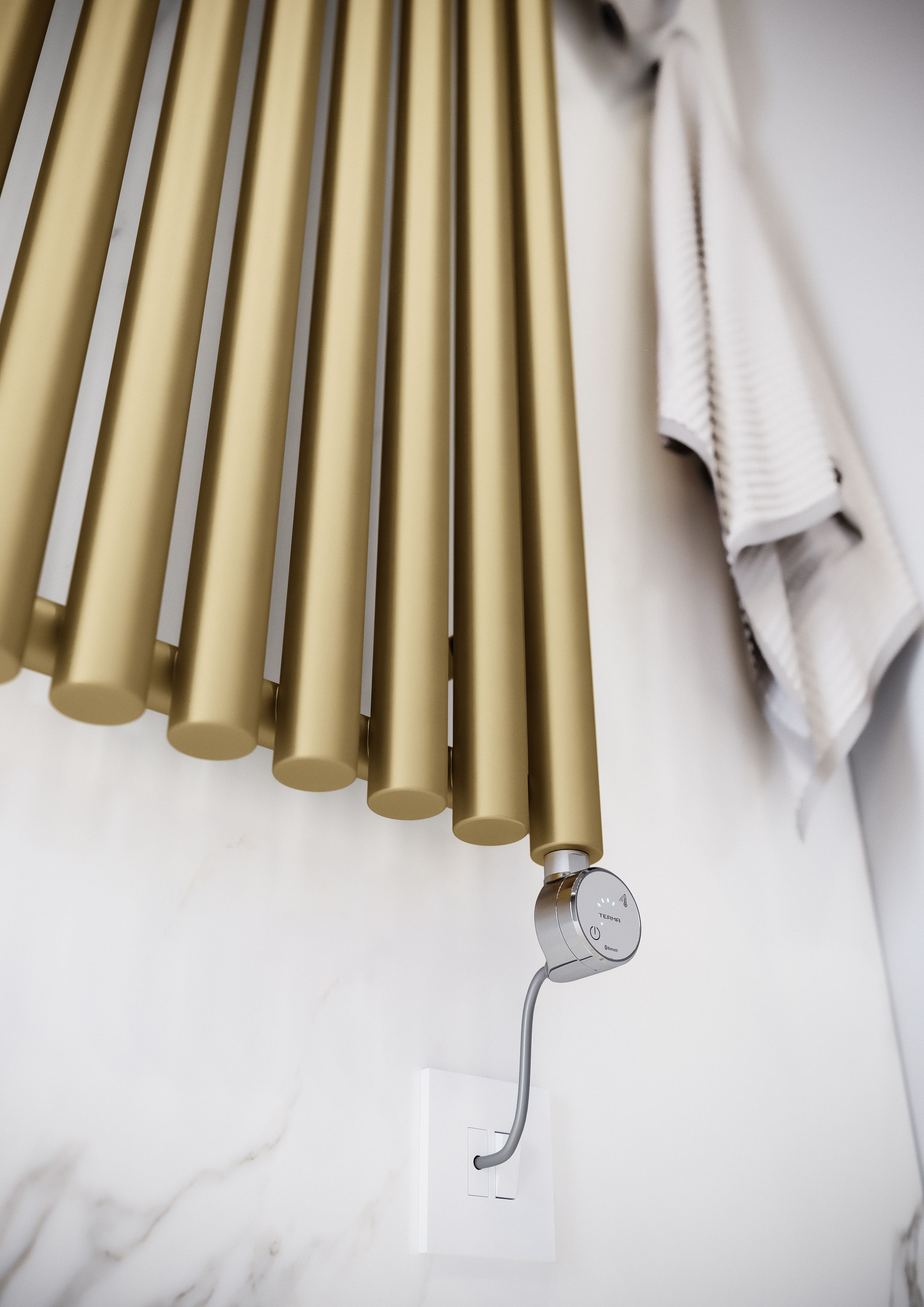 Terma Rolo-room Brass Electric Vertical Designer 3410BTU Radiator, (W ...