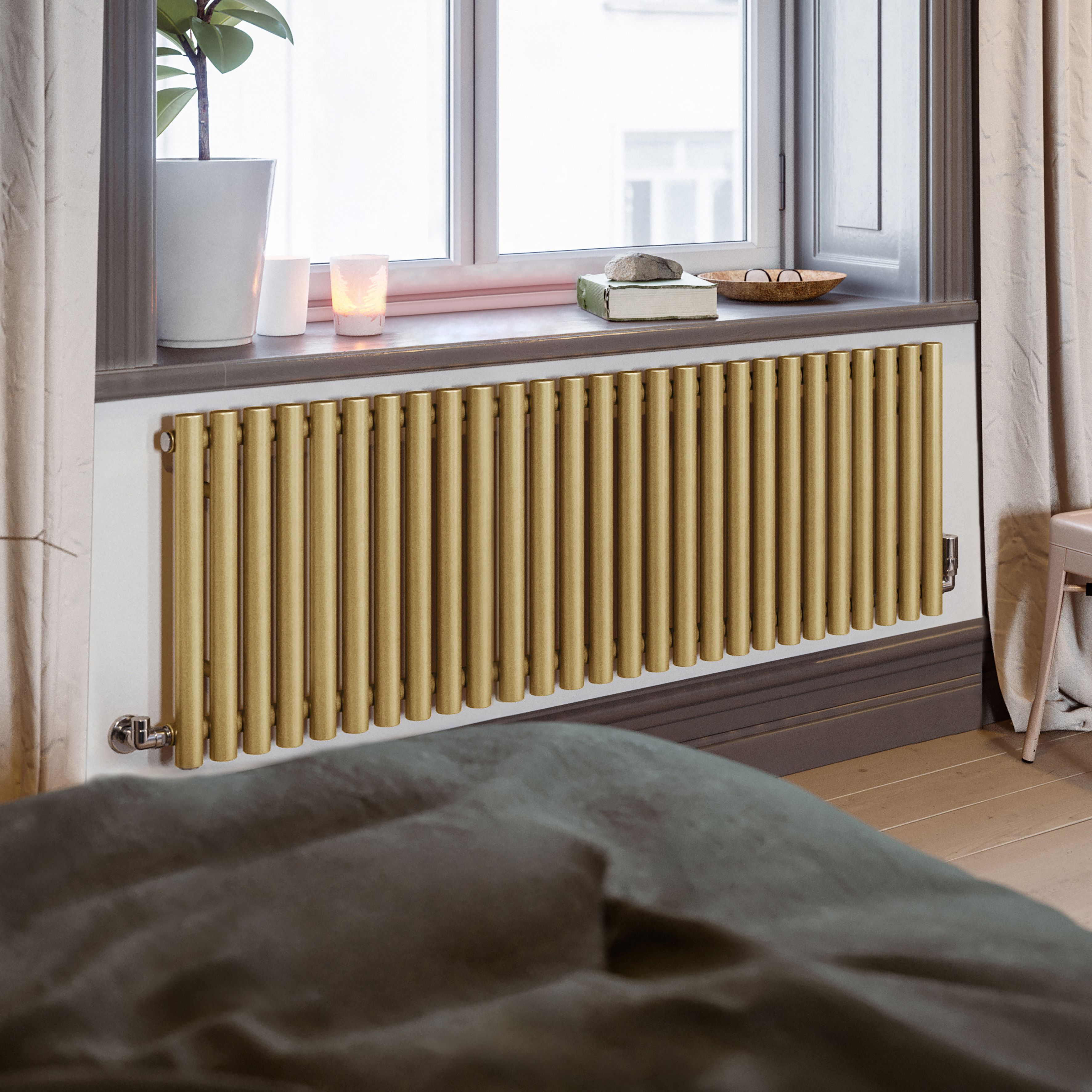 Terma Rolo Room Gold Hydronic Horizontal Designer 3399BTU Radiator, (W ...